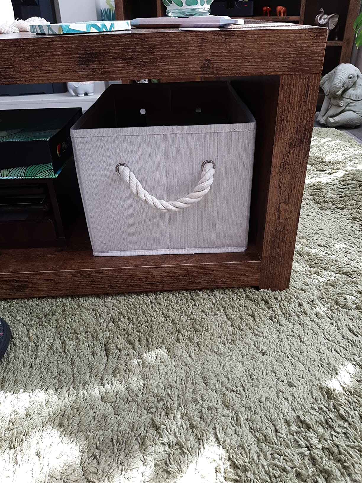 BrilliantJo Set of 2 canvas Storage Boxes with Cotton Rope Handle ...