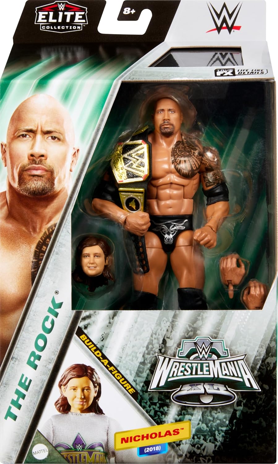 Mattel WWE Elite – Figura de acción WrestleMania con accesorios y piezas de Nicholas Build-A ...