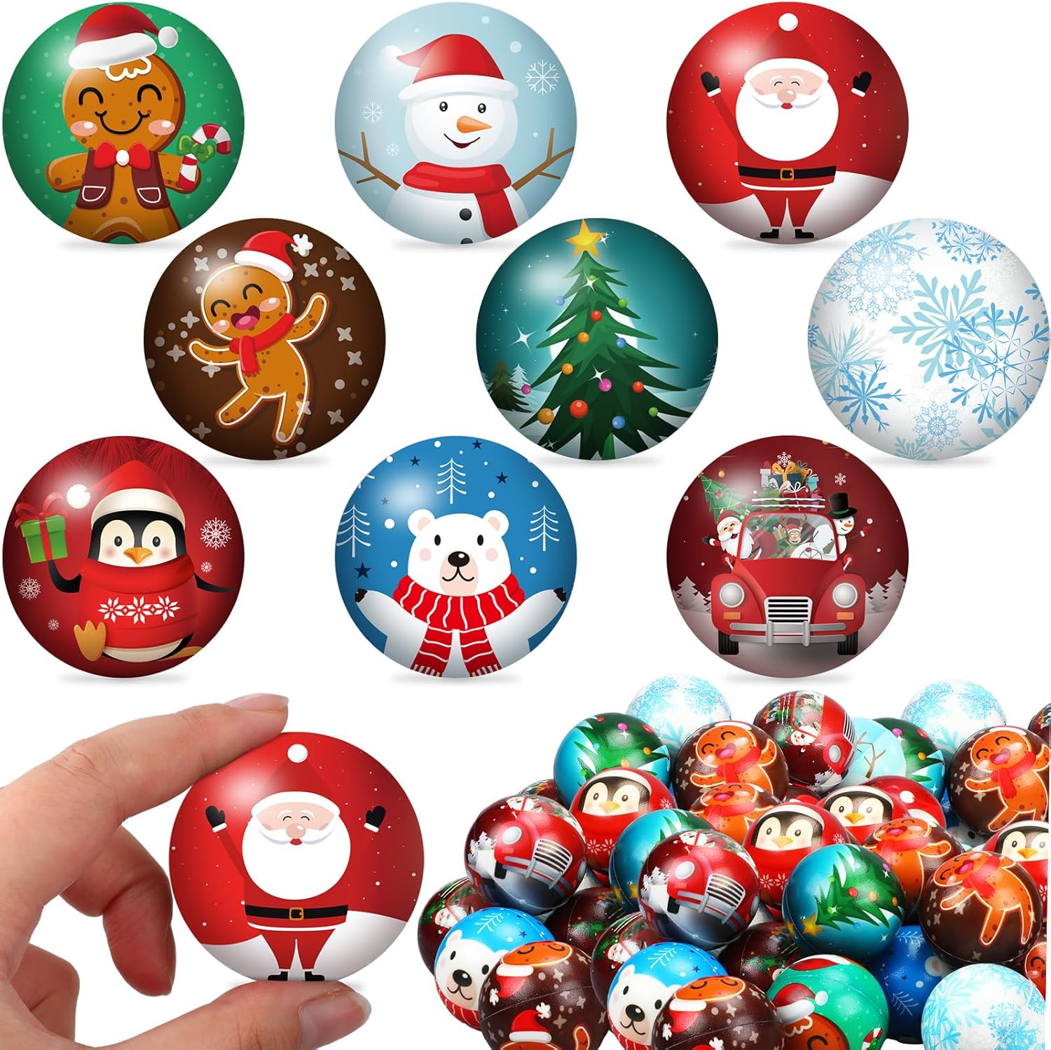 Amazon.com: Glimin 60 Pcs Christmas Stress Balls 2.5 Inch PU Foam ...