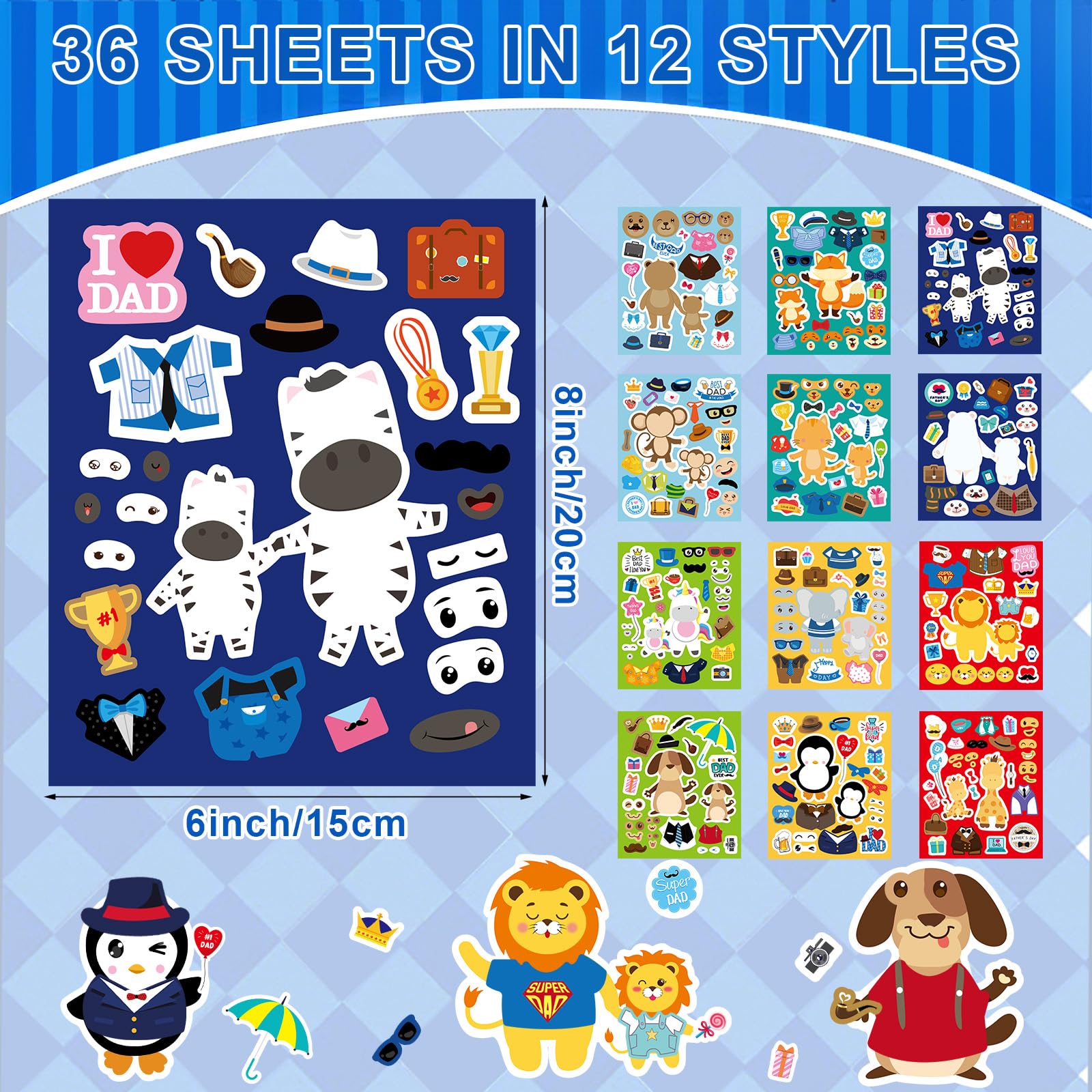 Snapklik.com : 36 Pack Fathers Day Stickers, Happy Fathers Day Stickers ...