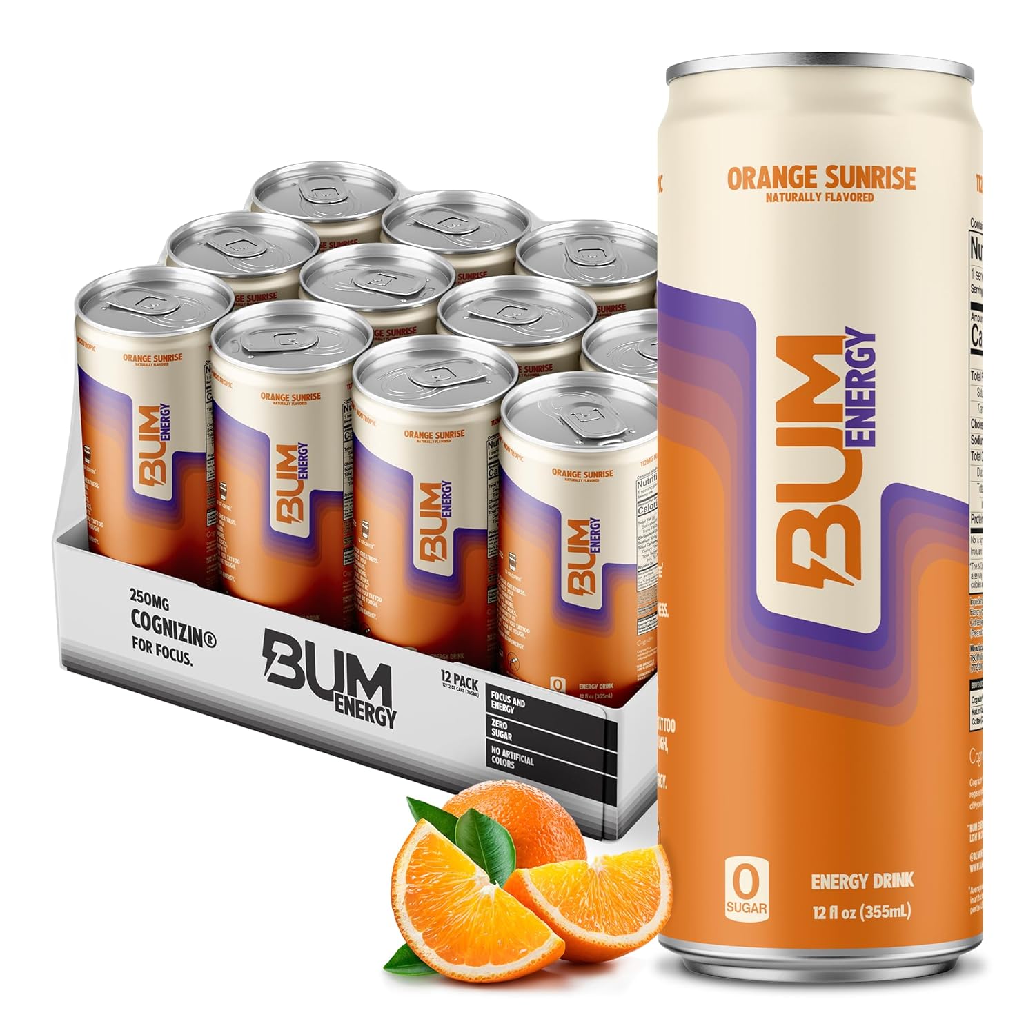 Amazon.com : BUM Sugar-Free Energy Drink, Orange Sunrise - Lightly ...