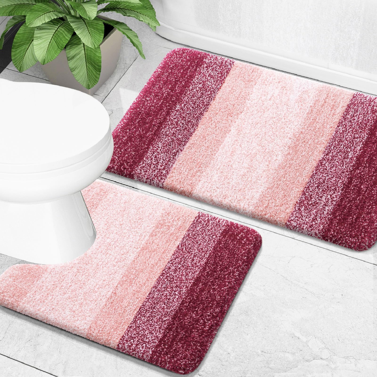 Amazon.com: OLANLY Ombre Bath Rug and Bathroom Rugs Sets 2 Piece, Bath ...