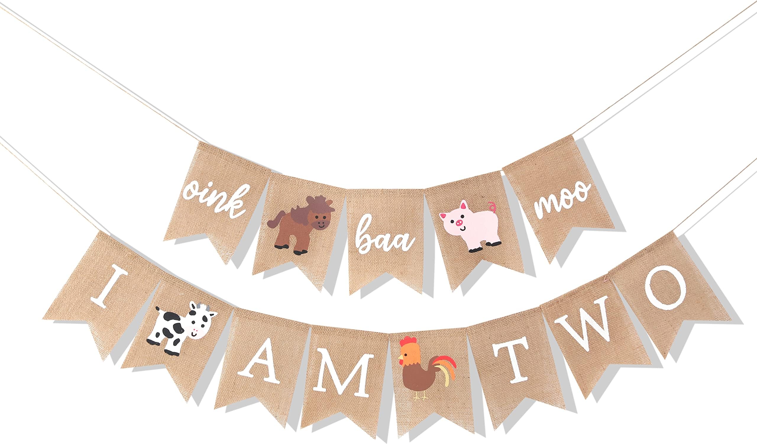 Amazon.com: Oink Baa Moo I am Two - 2nd Birthday Banner, Farm Theme ...