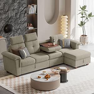 Amazon.com: DSDFGHJH Convertible Sectional Sofa, 4 Seat L Shaped Couch ...