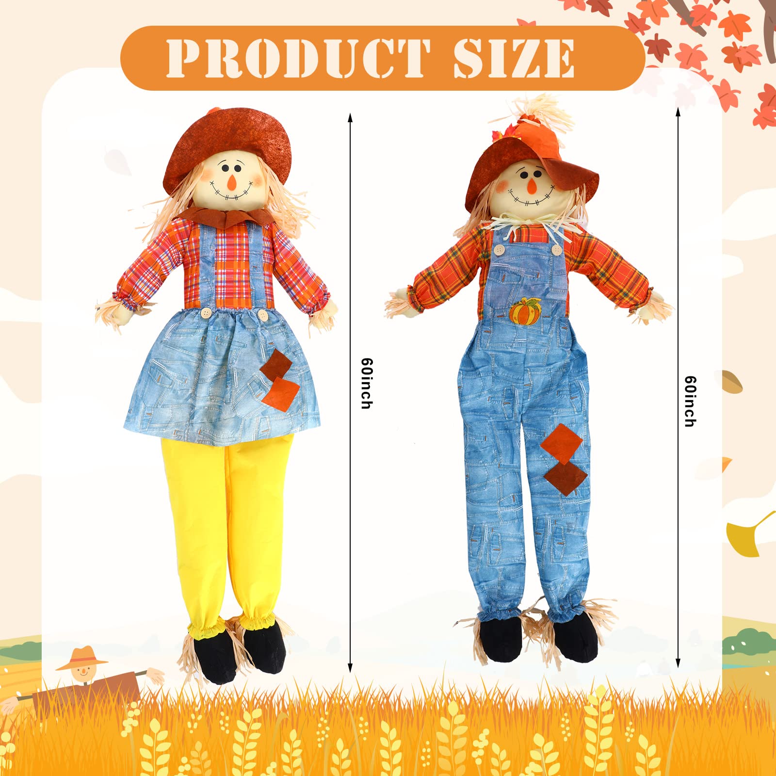 Snapklik.com : Libima 2 Pack 60" Large Scarecrow Thanksgiving Fall ...
