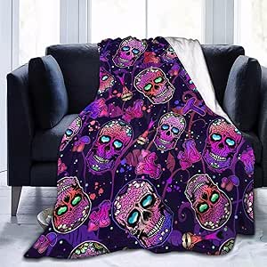 Amazon.com: Halloween Skull Blanket for Women Neon Skulls Throws ...