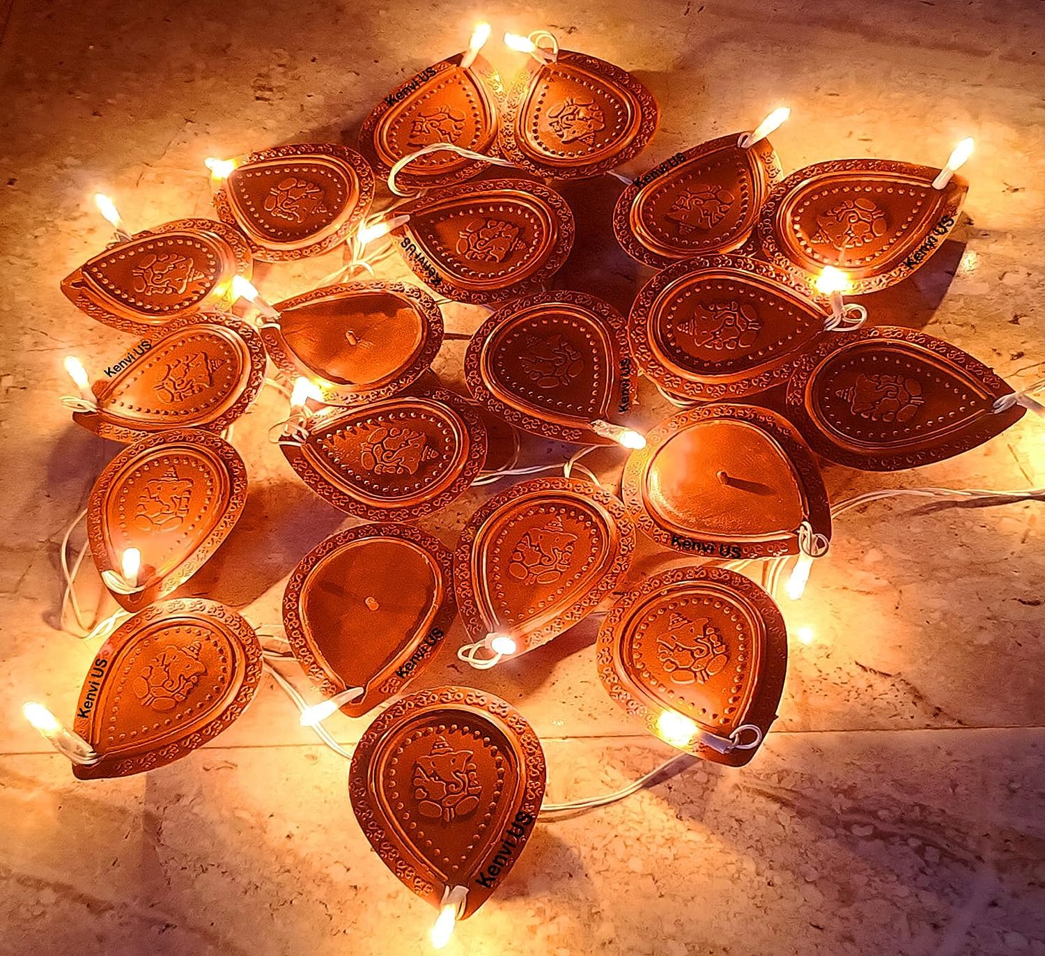 Buy Elixxeton US Light Brown Diya Light 2M Electric 21 Deepak LED Fairy ...