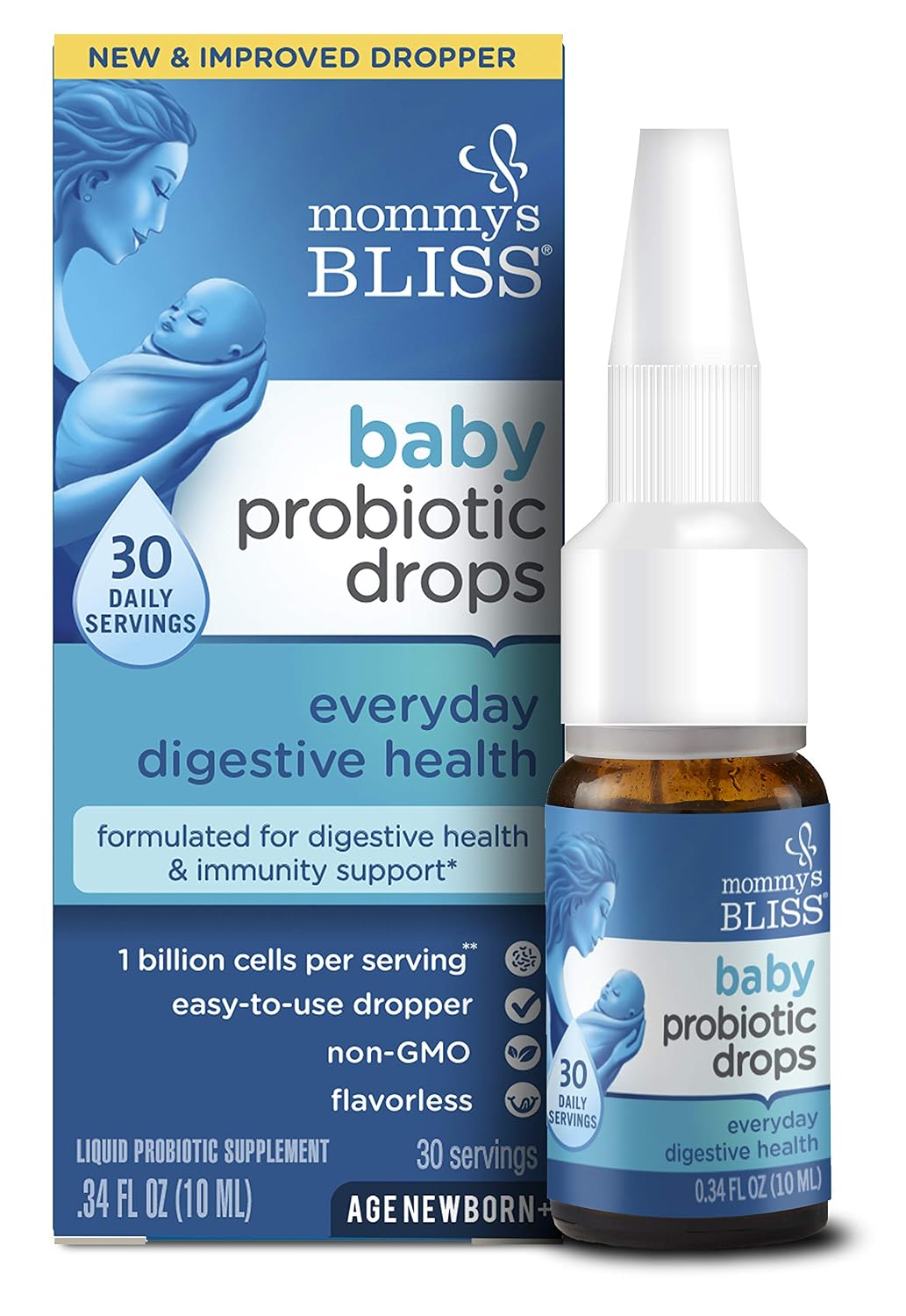 Mommy's Bliss Baby Probiotic Drops, Flavor-less, 0.34 Fluid Oz : Amazon ...