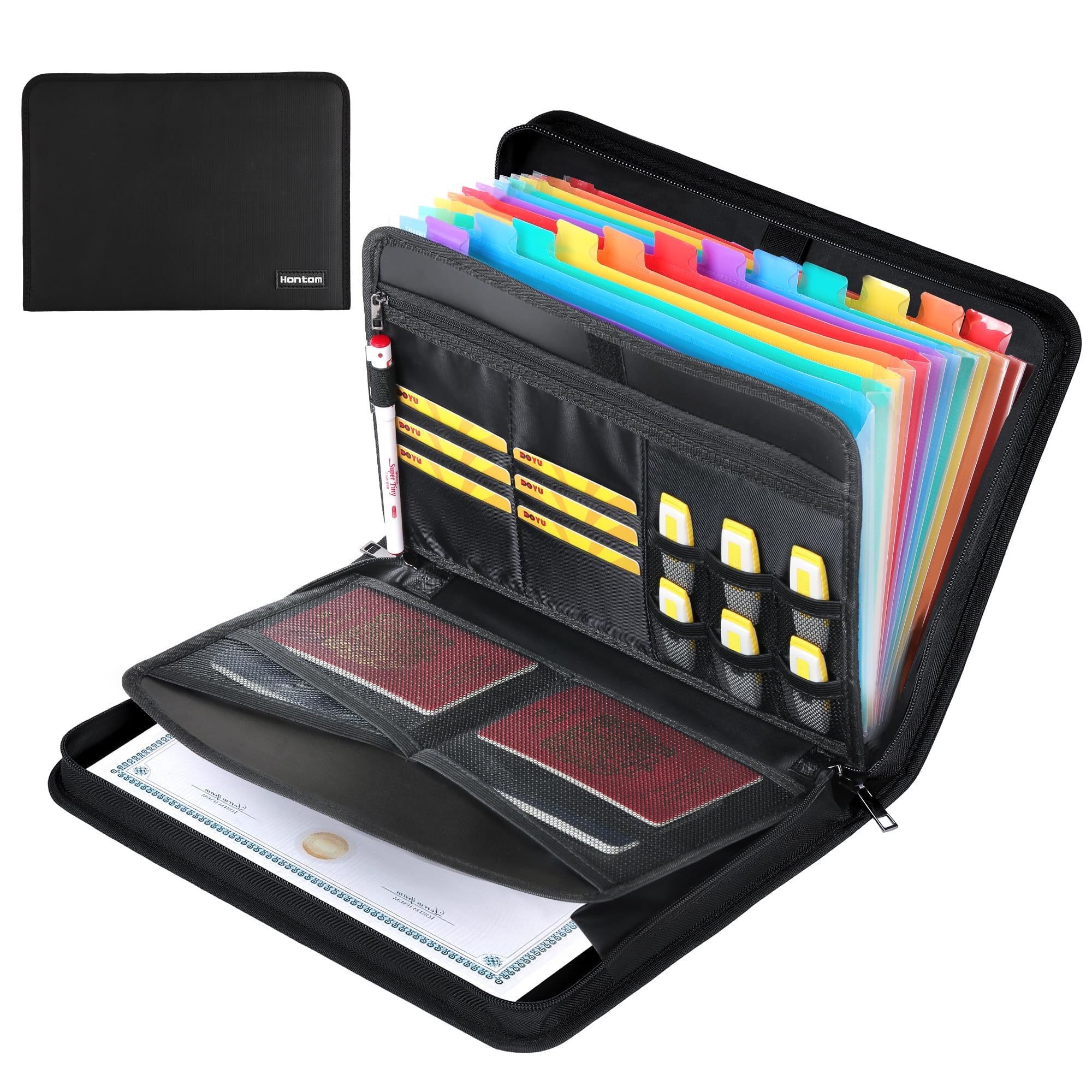 Hontom Expanding File Folder,13 Pockets Fireproof Accordion File ...