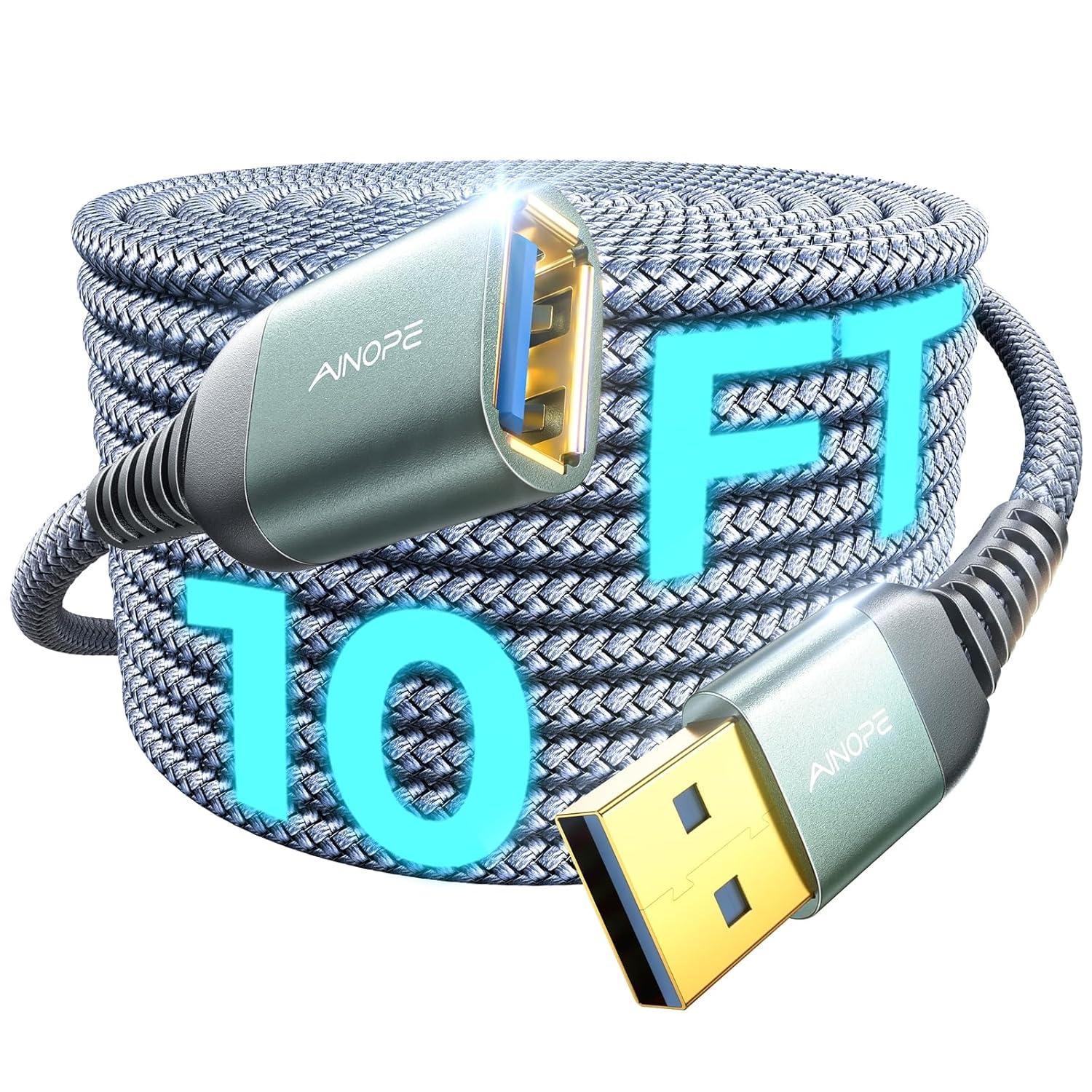AINOPE USB Extension Cable 10FT, USB 3.0 Extension Cable USB Extender ...