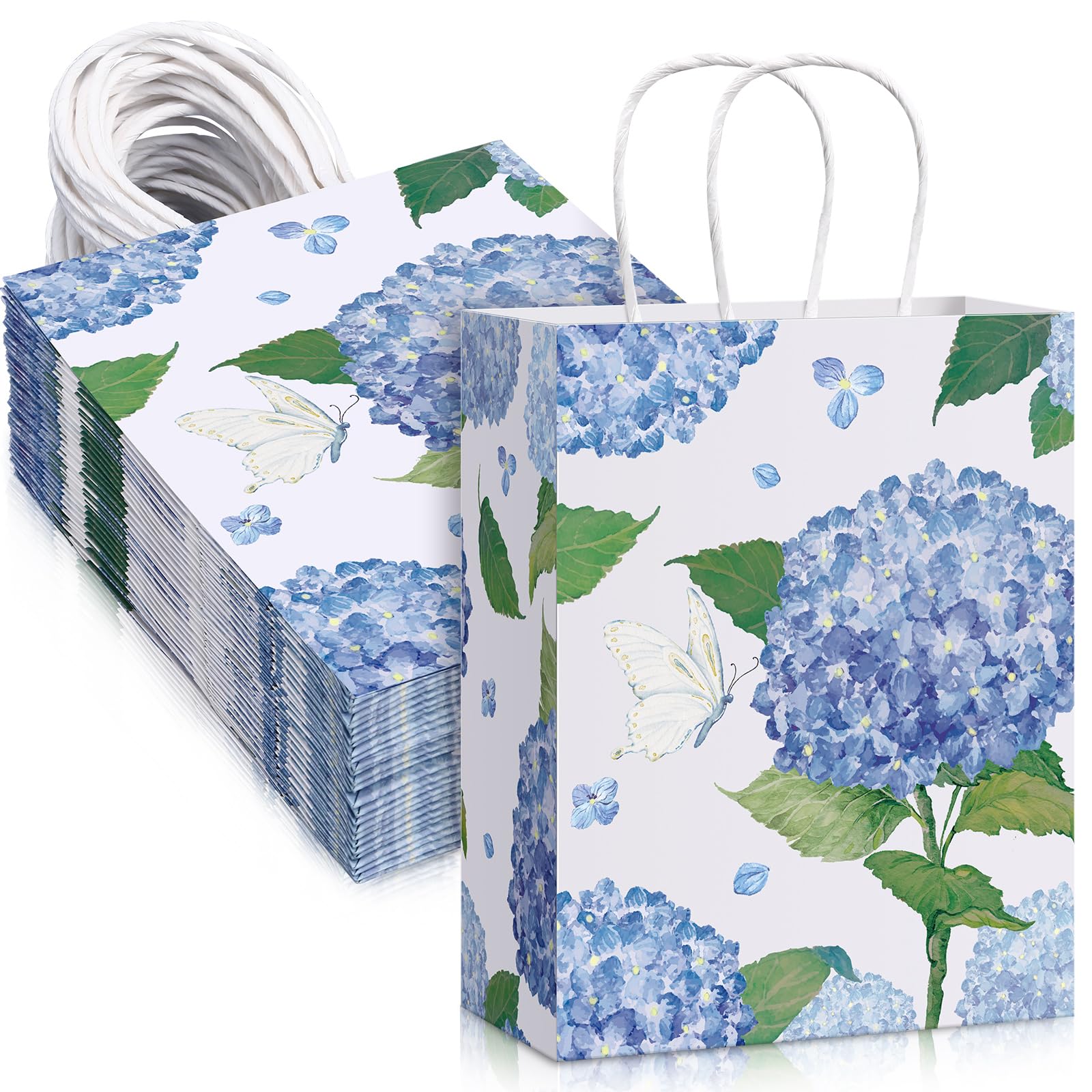 Amazon.com: Chiisong 24 Pcs Floral Gift Bags Watercolor Hydrangea Paper ...