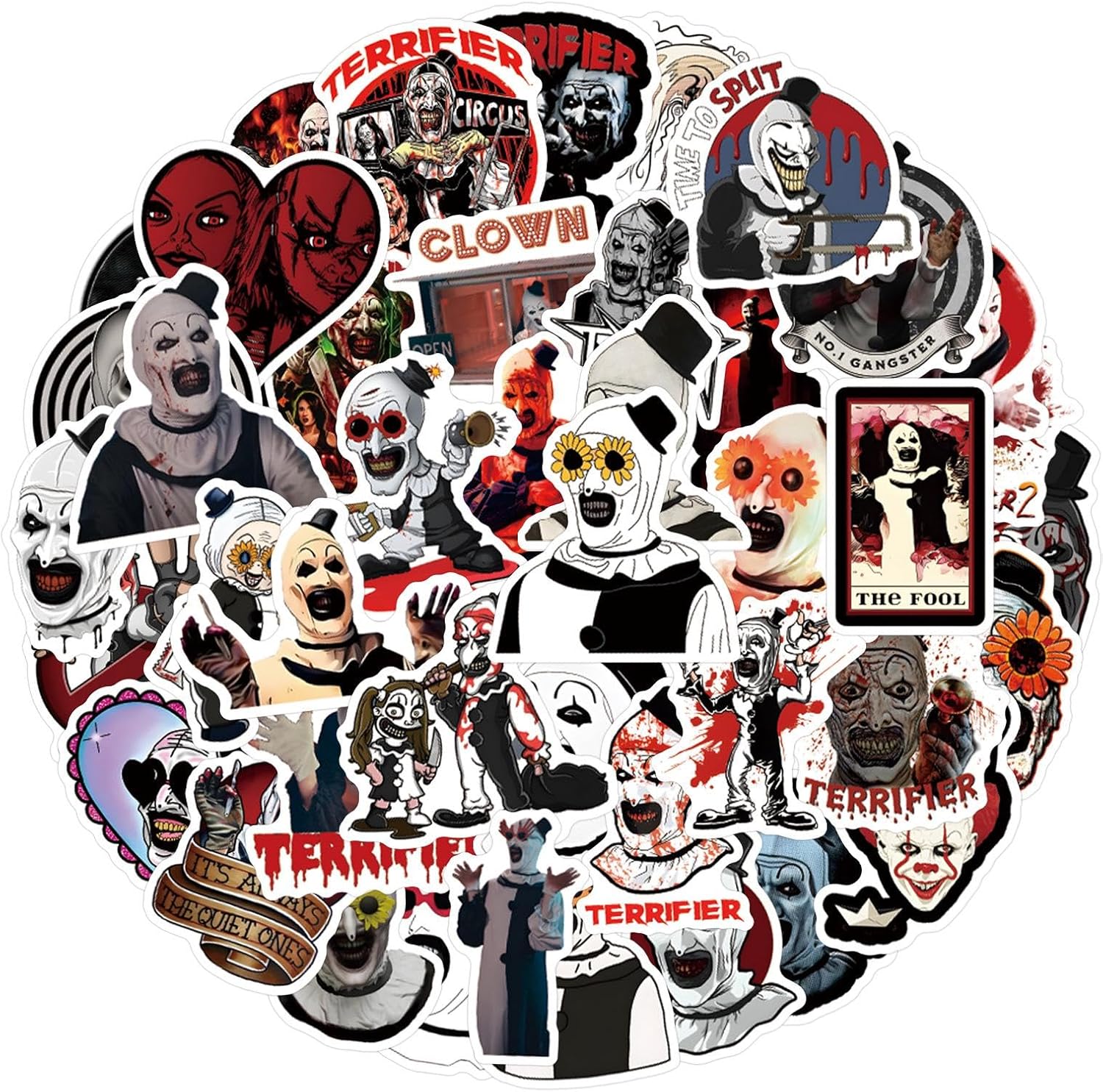 Amazon.com: 55pcs Clown Terrifier Stickers, Halloween Horror Decoration ...