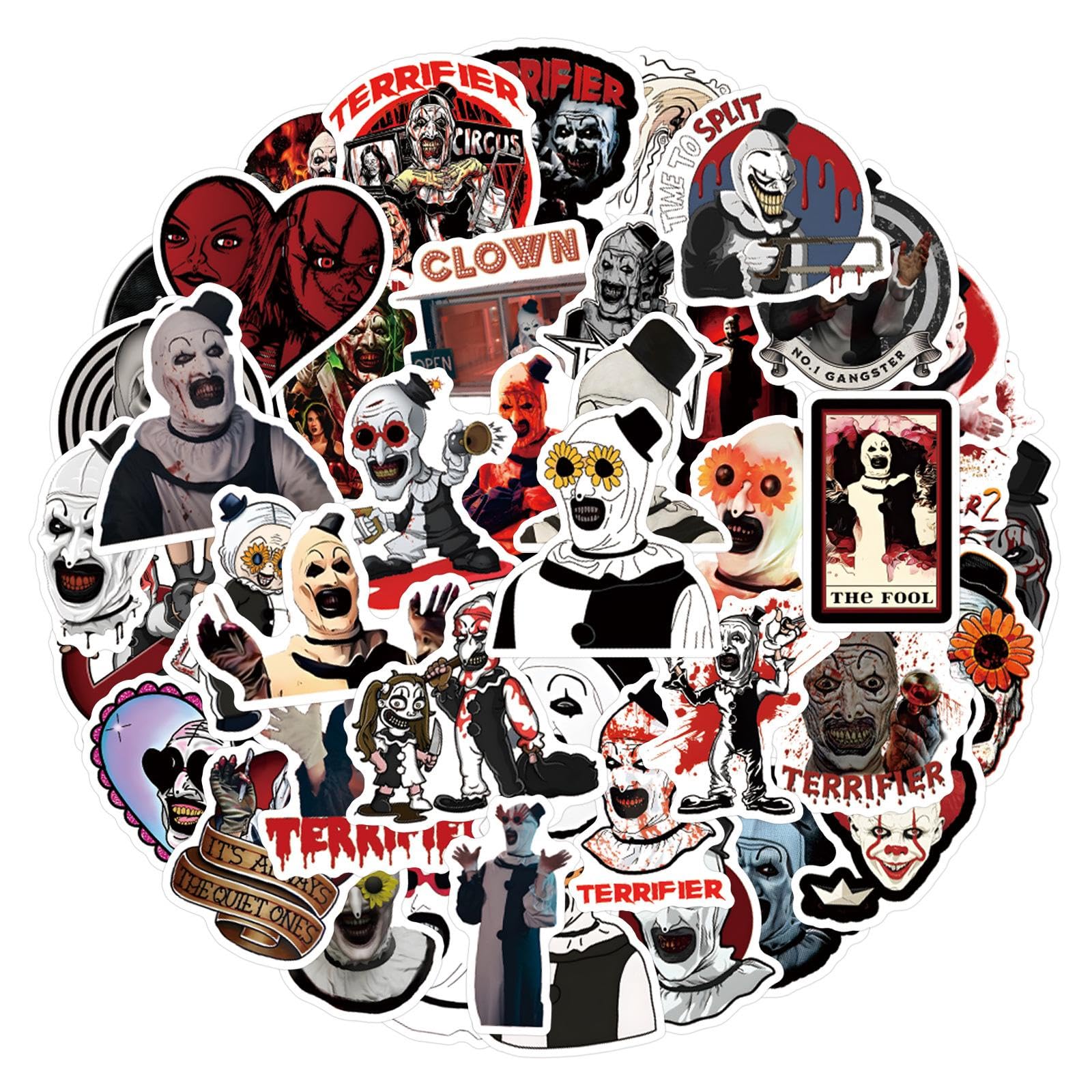 Amazon.com: 55pcs Clown Terrifier Stickers, Halloween Horror Decoration ...