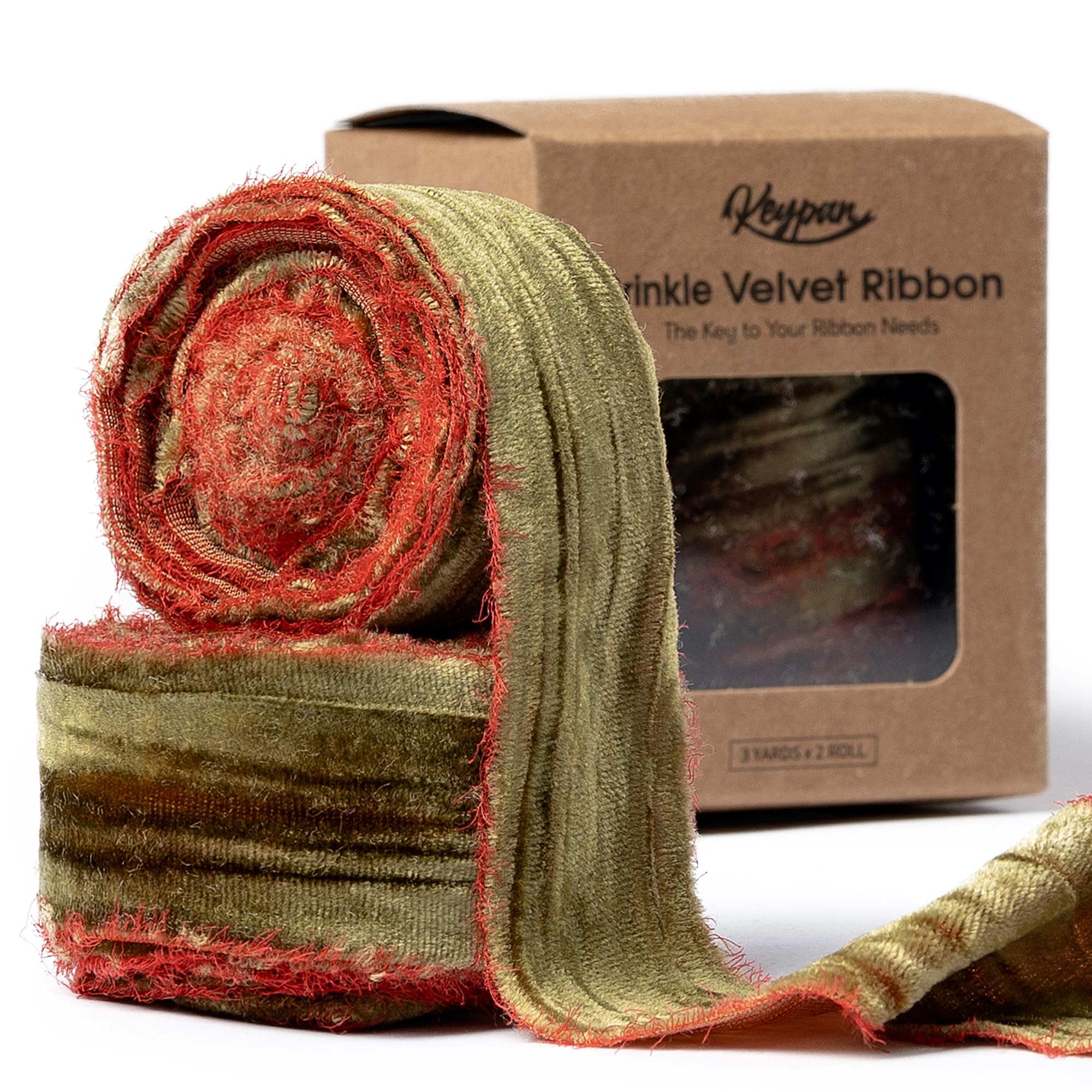 Amazon.com: Keypan Cinnamon Velvet Ribbon 1-1/2 Inch x 6 Yd Crinkled ...
