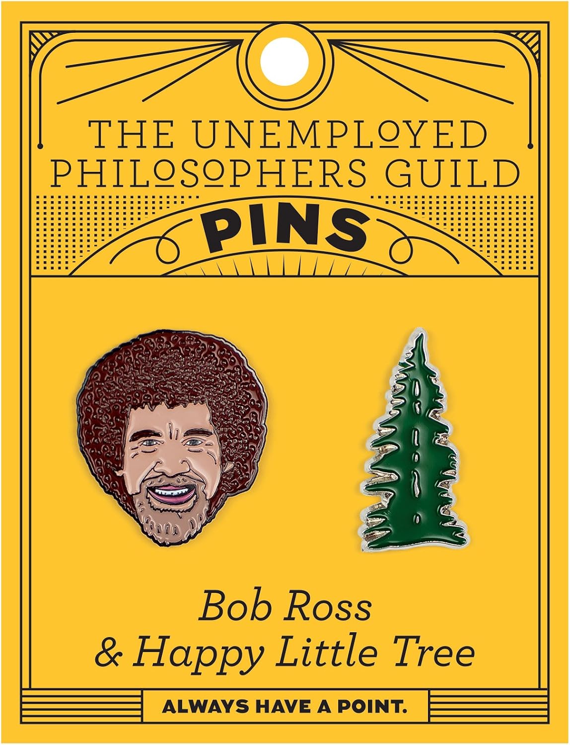 Bob Ross and Happy Tree Enamel Pin Set - Strong Rubber Backing Clasps ...