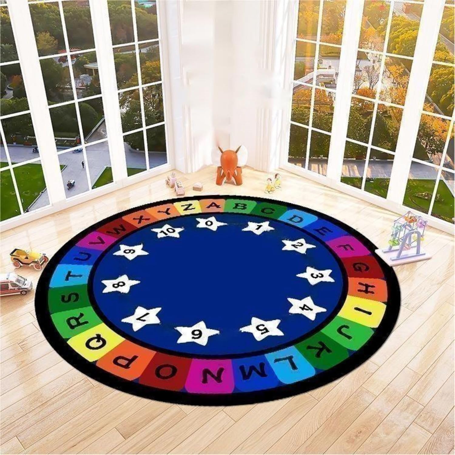 Amazon.com: Round Kids Rug,6ft, Cartoon Colorful Numbers and Letters ...
