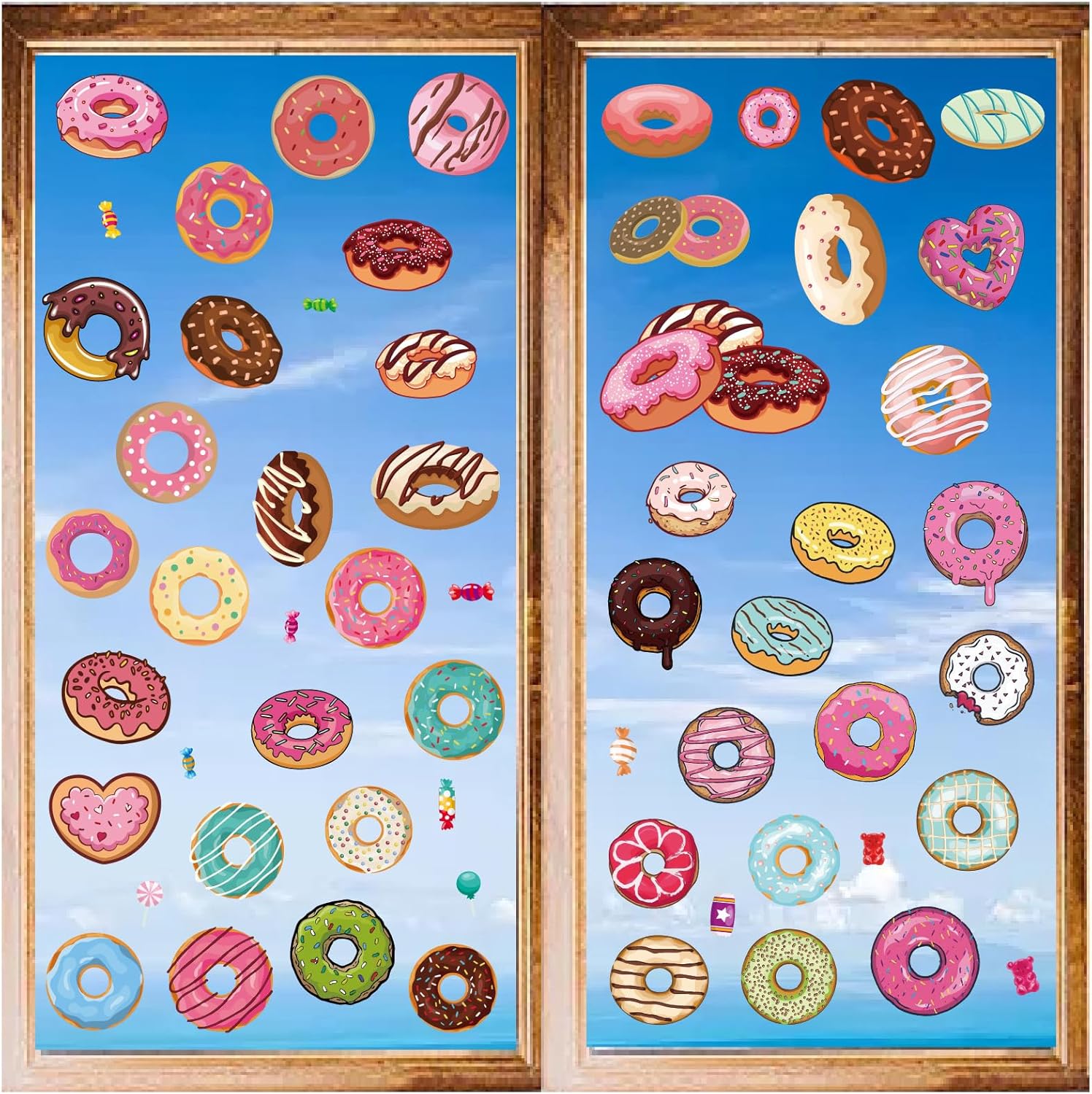 CRASPIRE 8 Styles Doughnut Wall Stickers Bread Food PVC Window Stickers ...