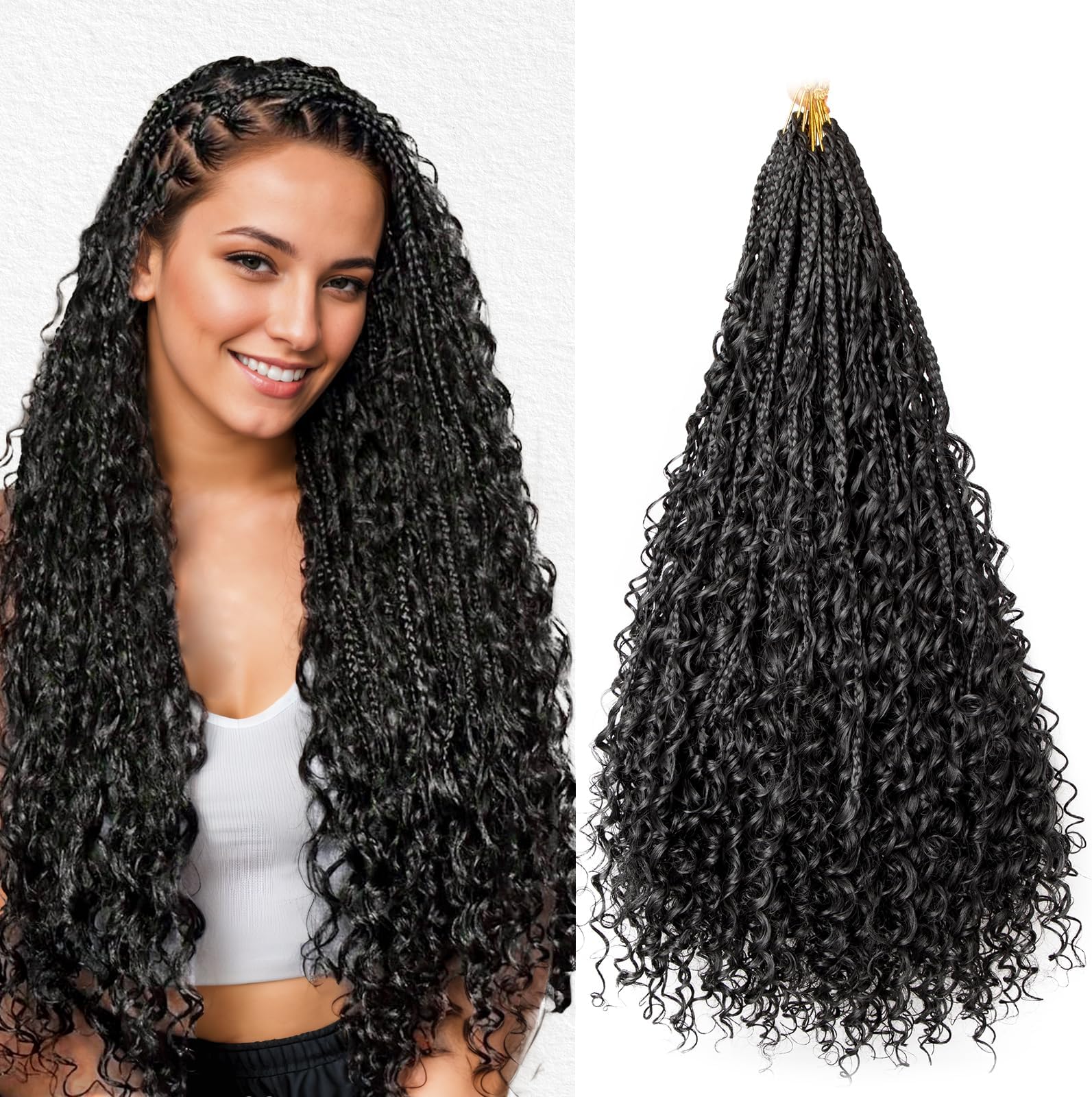 Amazon.com : Goddess Box Braids Crochet Hair with Curly Ends 24 Inch 4 ...