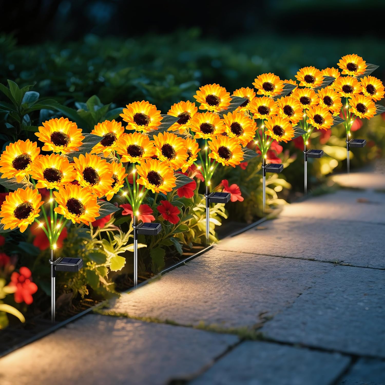 Amazon.com : ostritec Sunflower Solar Lights Outdoor Decor, 6 Pack ...