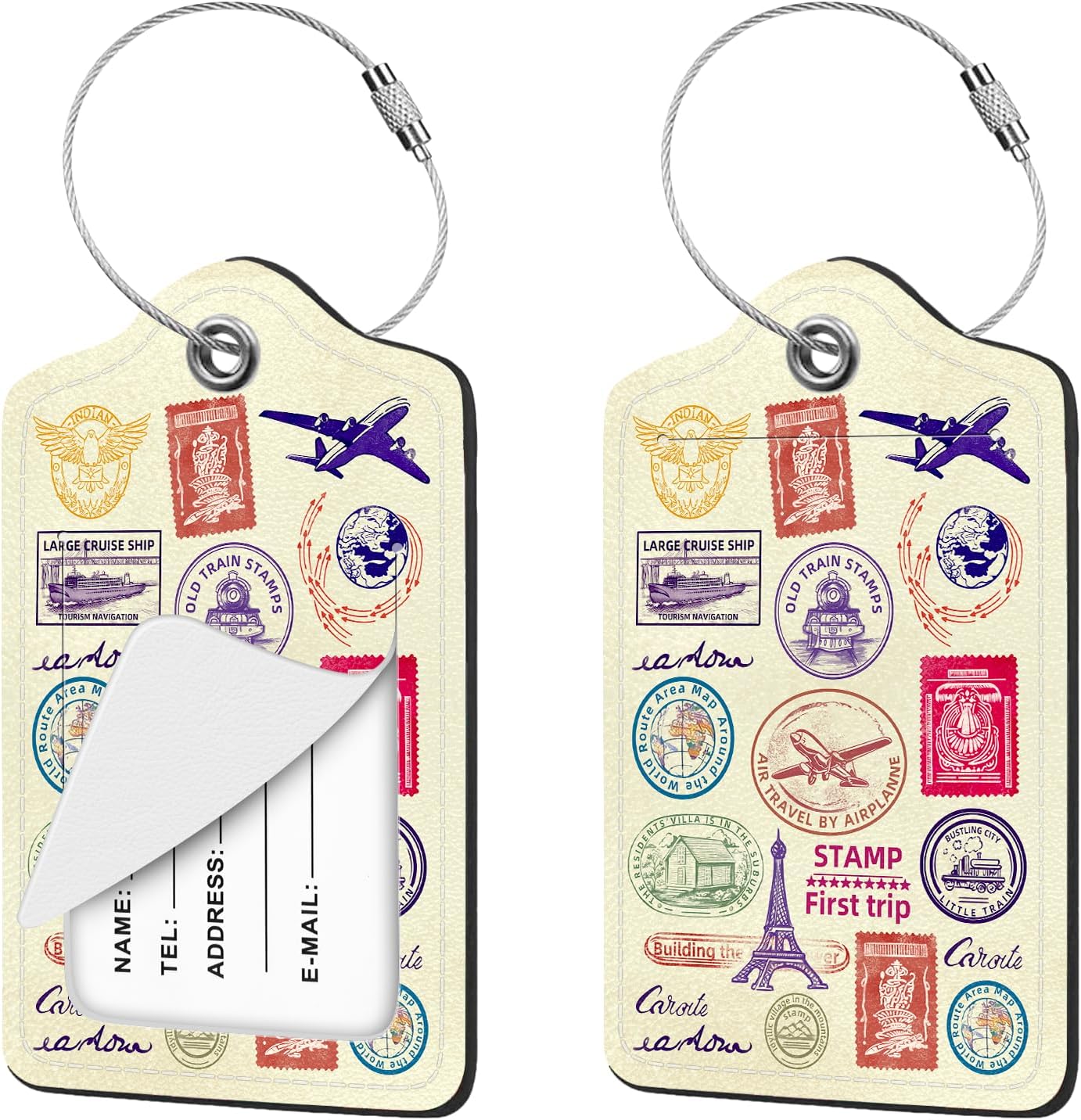 Amazon.com | Nyixblyre 2 Pcs Luggage Tag for Suitcases, Travel Stamp ...