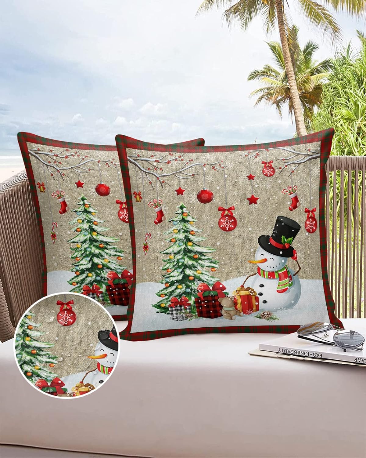 Amazon.com: Christmas Snowman Throw Pillows for Couch, Snowflake Xmas ...