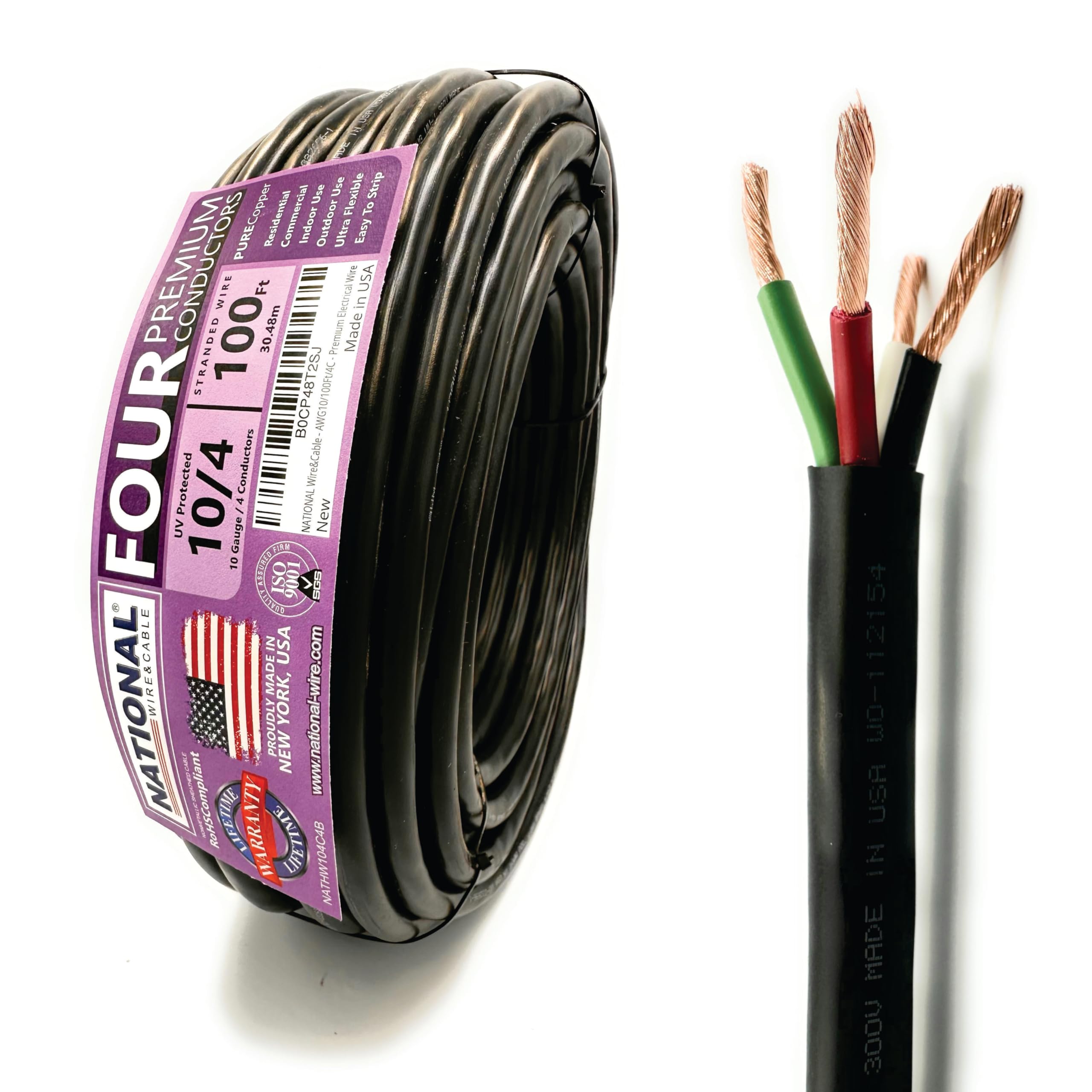 Snapklik.com : NATIONAL Wire & Cable 10 AWG 4-Conductor Premium Copper Wire