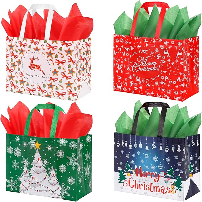 Amazon.com: YANGTE 16 Pack Large Christmas Gift Bags with Tissue Paper ...
