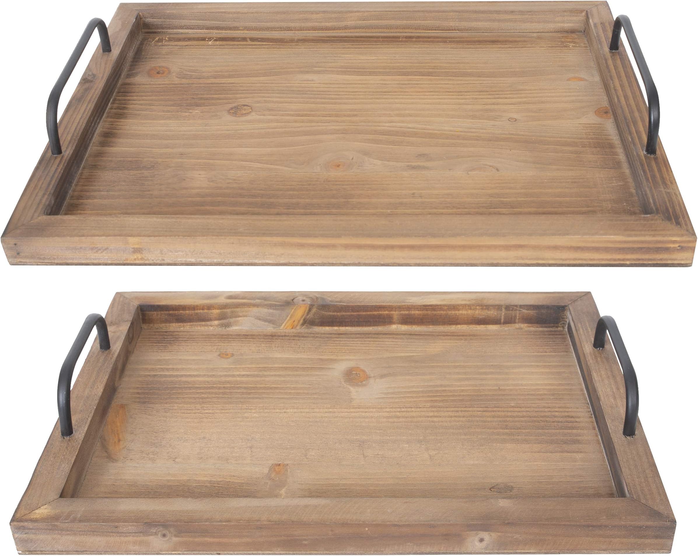 Amazon.com | Ottoman Serving Trays for Coffee Table - Large Rustic ...