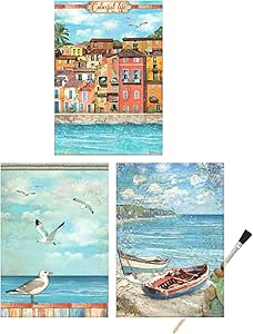 Amazon.com: Coastal Decoupage Paper - 3 Italian Tuscan Style Rice Paper ...