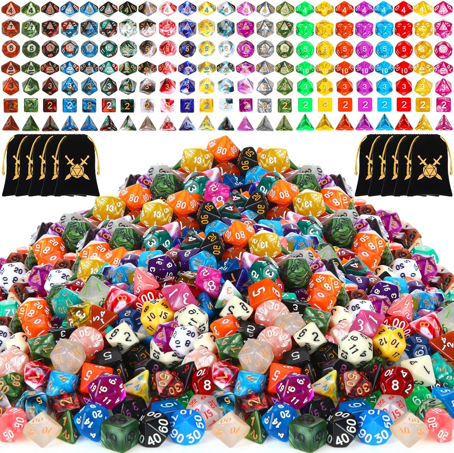 Yilloog 700 Pcs Compatible with DND Dice Sets Bulk Polyhedral Dice with ...