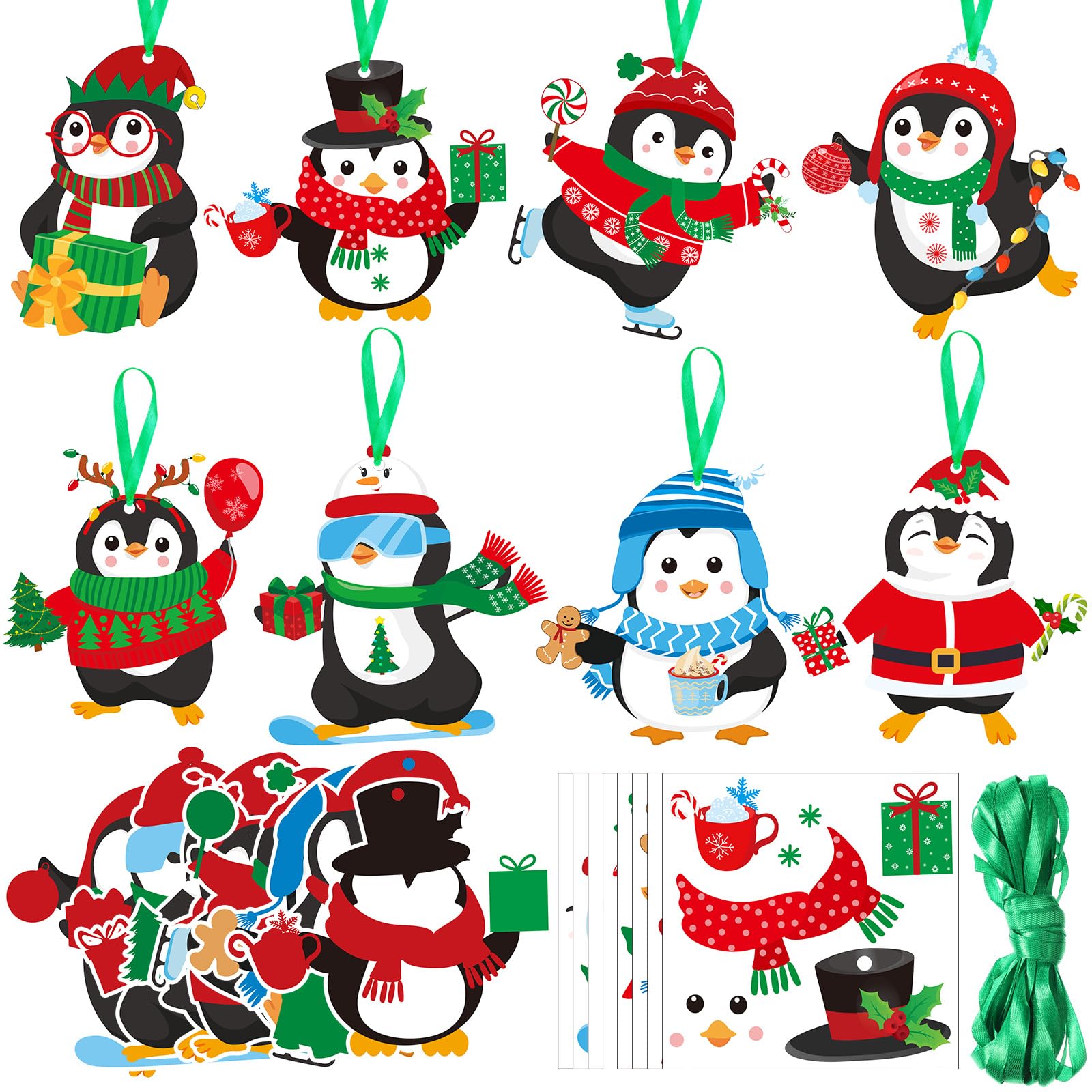 Amazon.com: Blosssound 32 Sets Christmas Craft Kits Christmas Penguin ...