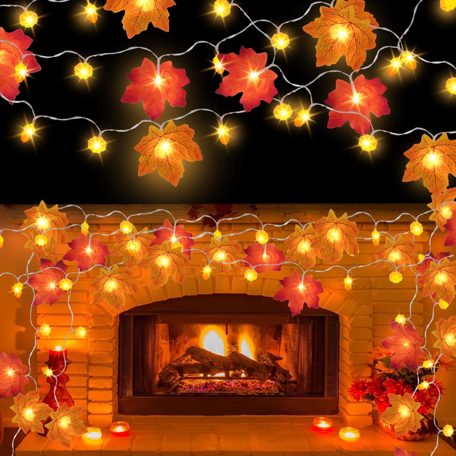 Amazon.com: Succwoah 20 Pack Fall Decor Lighted Fall Garland, Total 200 ...