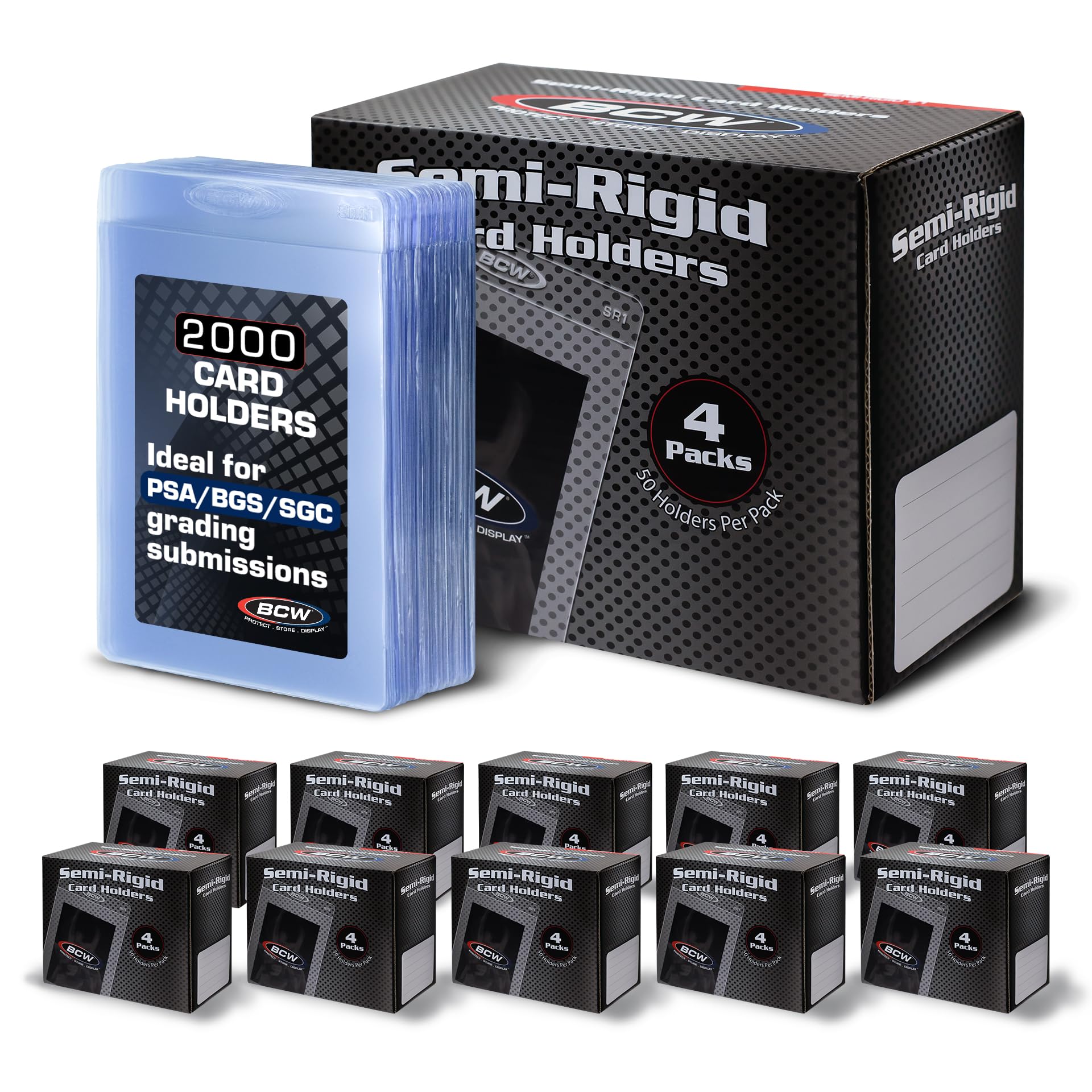Amazon.com: BCW Semi Rigid Card Holder - 2000 ct Trading Card Sleeves | PSA, BGS, SGC & CSG ...