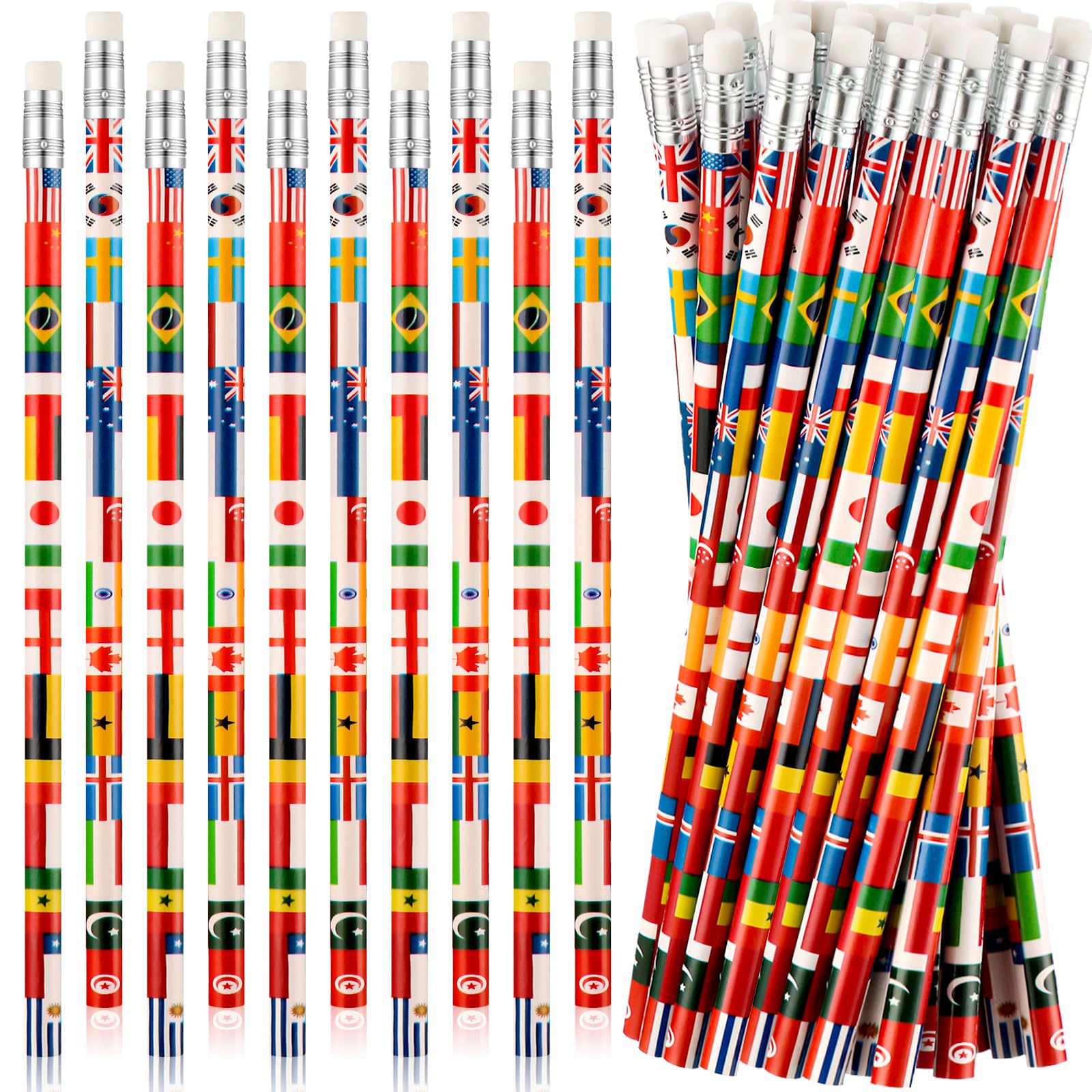 Amazon.com : Seajan 200 Pcs International Flags Pencils Back to School ...