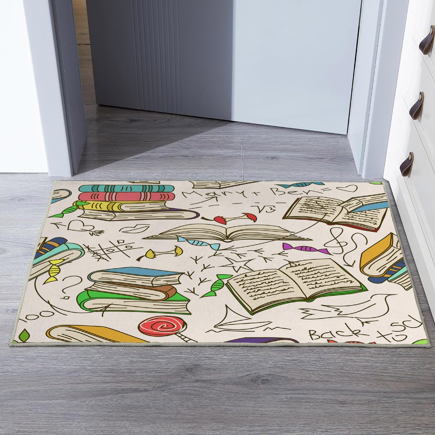 Amazon.com: LOKMU Non-Slip Area Rugs Library Comic Doodle of Books ...