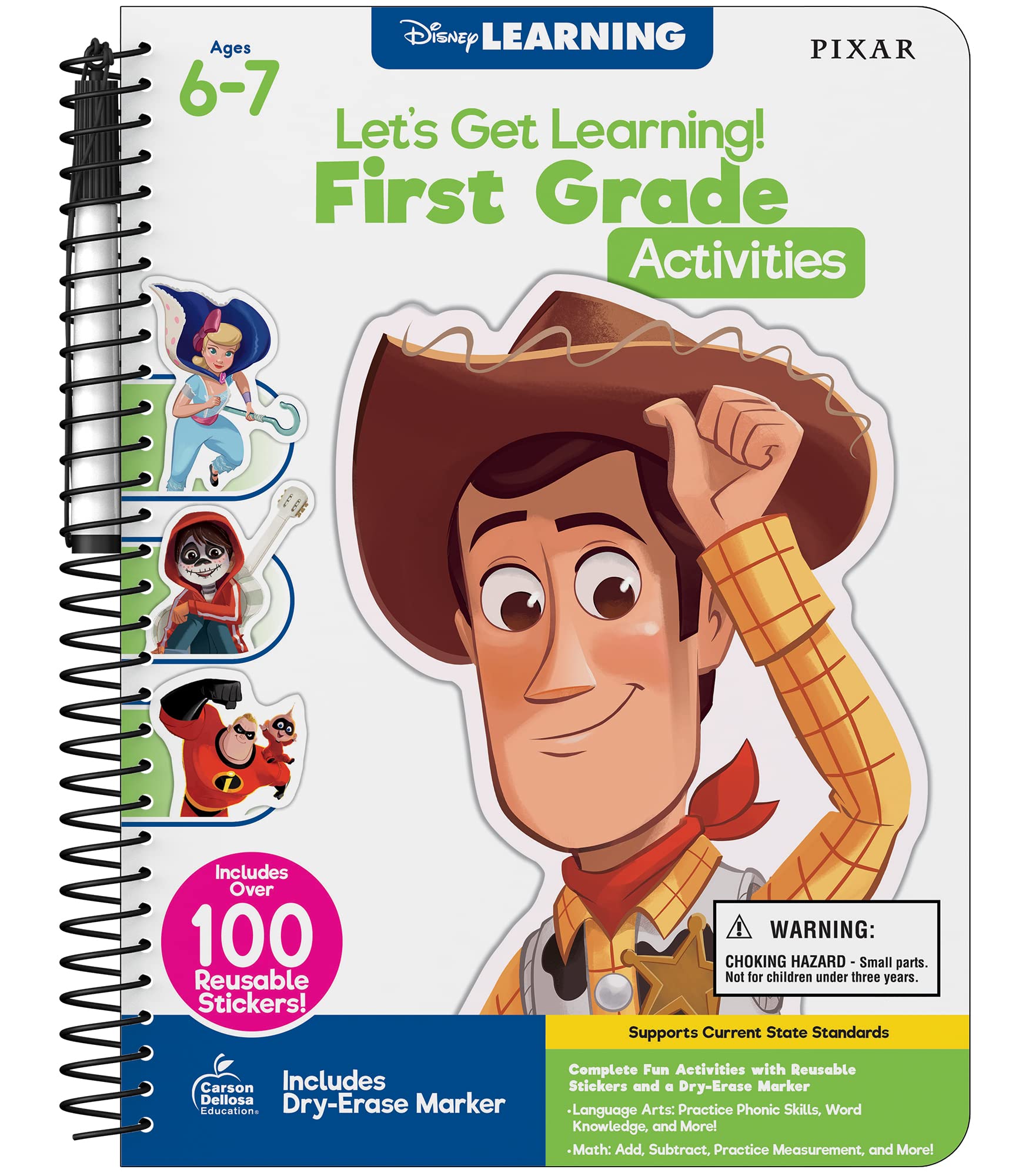 Disney Learning Let's Get Learning! 1st Grade Activity Book, Wipe Clean ...