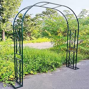 Wooden Arches For Garden Tunearary 7.2 Ft Black Outdoor Metal Rose Mesh ...