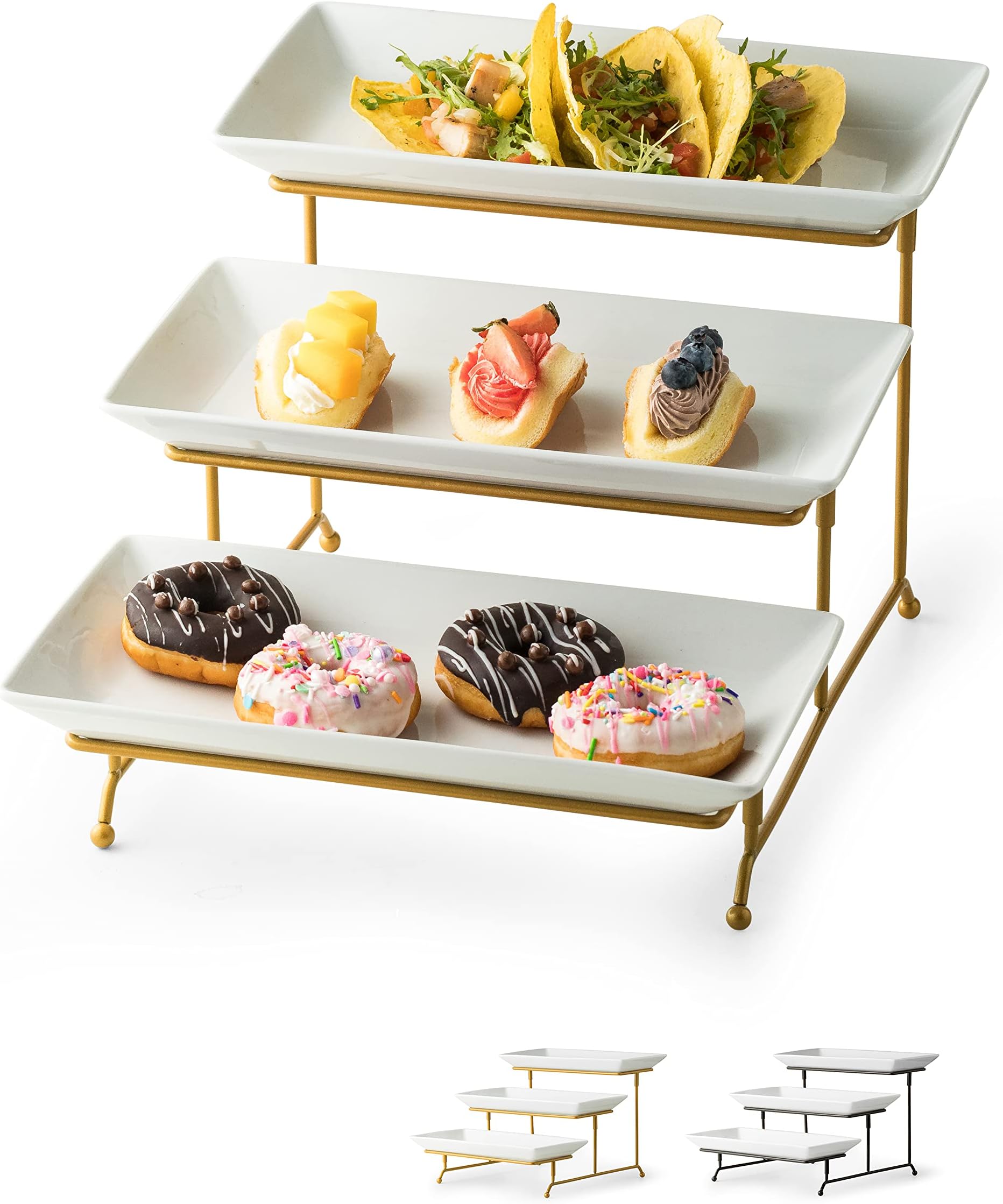 Amazon.com: KADAR Acacia Wood Tiered Serving Tray, 3 Tier Serving ...