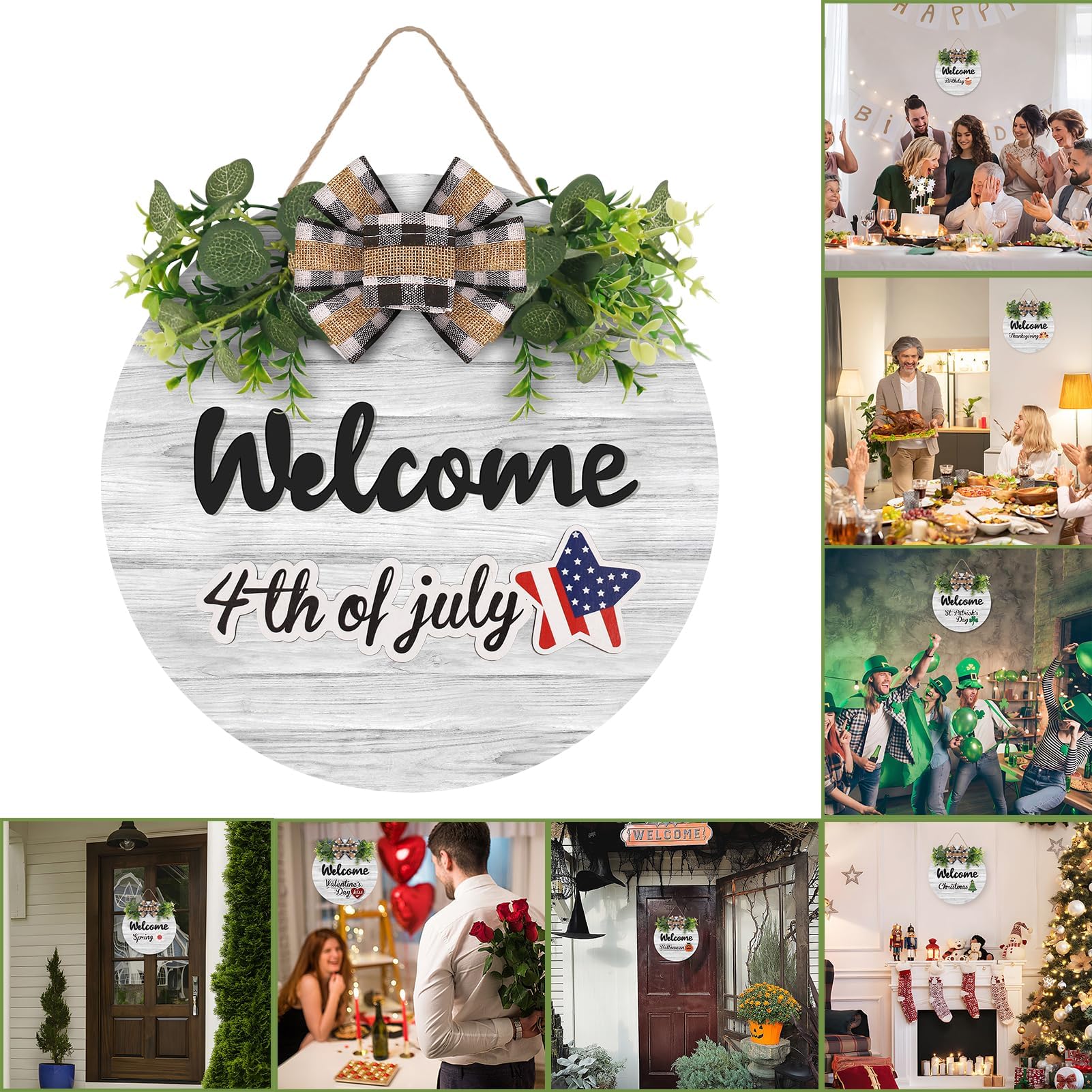 Amazon.com: Sintuff Welcome Sign for Front Door Interchangeable Porch ...