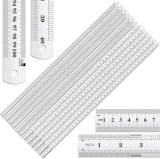 Therwen12 Pieces Stainless Steel Yard Stick Large Metal Meter Stick 40 ...