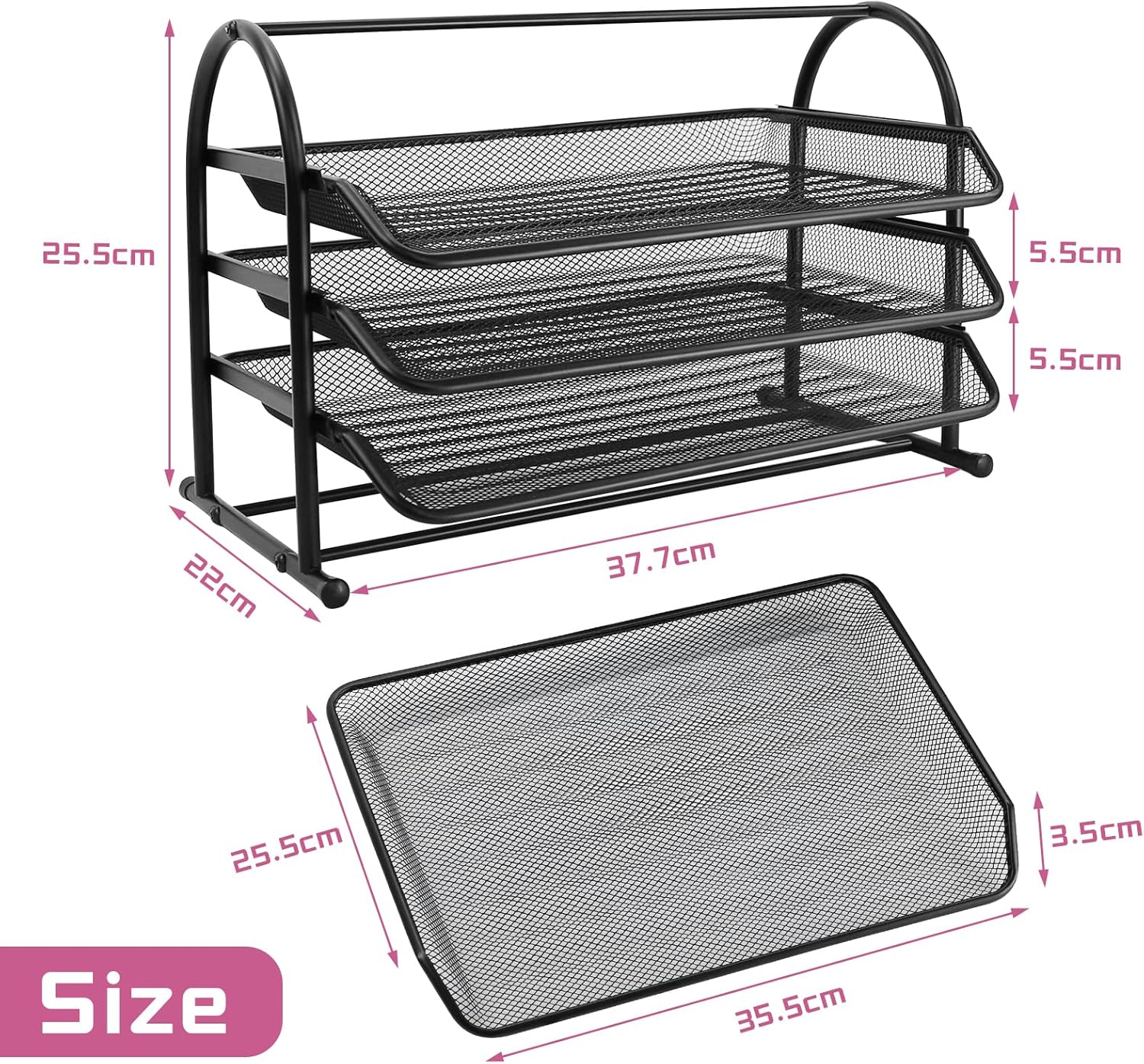 3 Tier Stackable Desktop Document, Mesh Letter Trays for Desk ...