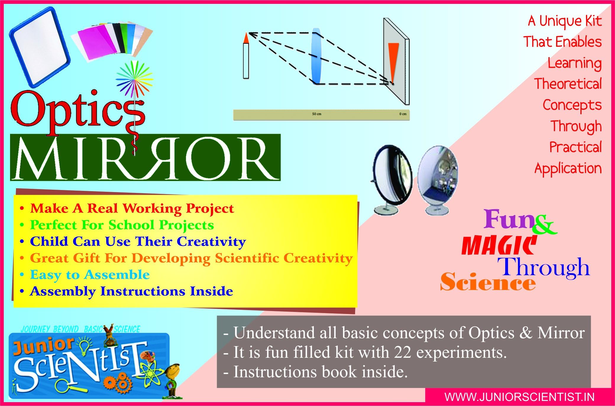 Buy JUNIOR SCIENTIST Optics & Mirror Physics Experiment kit. with ...