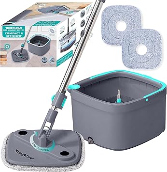 Amazon.com: TRUE & TIDY Square Spin Mop & Bucket System – Dual Chamber ...