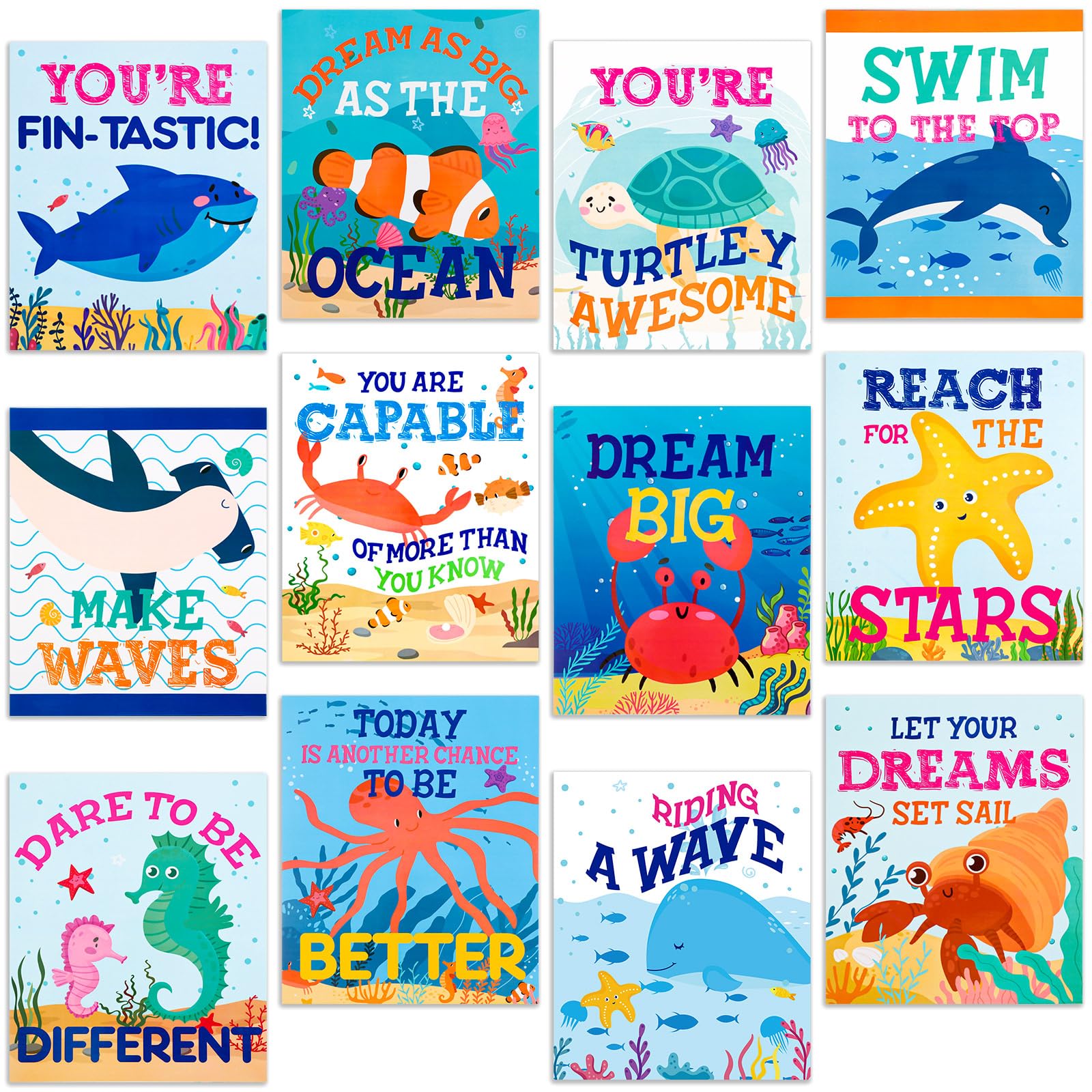 Harloon 12 Pcs Under The Sea Classroom Bulletin Board Decoration ...