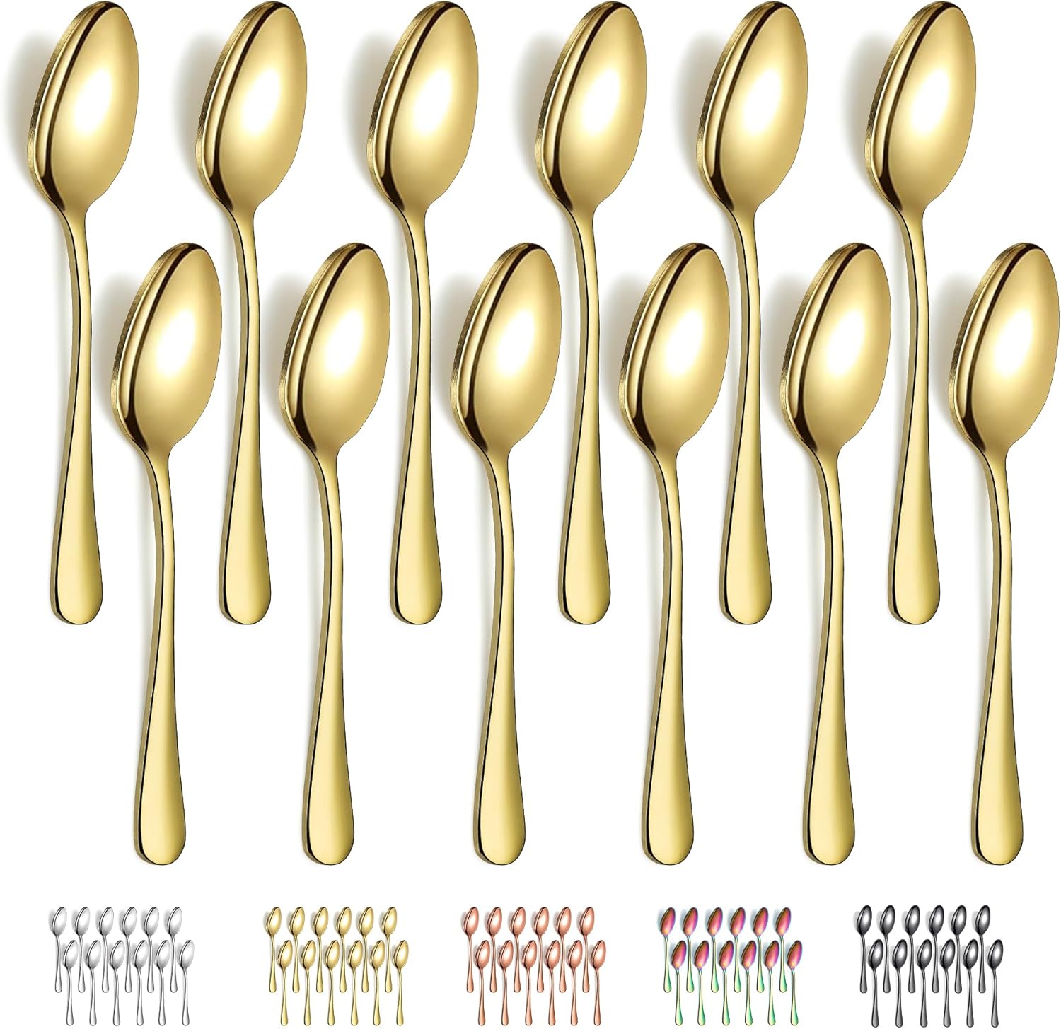 Amazon.com: Evanda Gold Dinner Spoons 12 Pieces, Gold Titanium Plating ...
