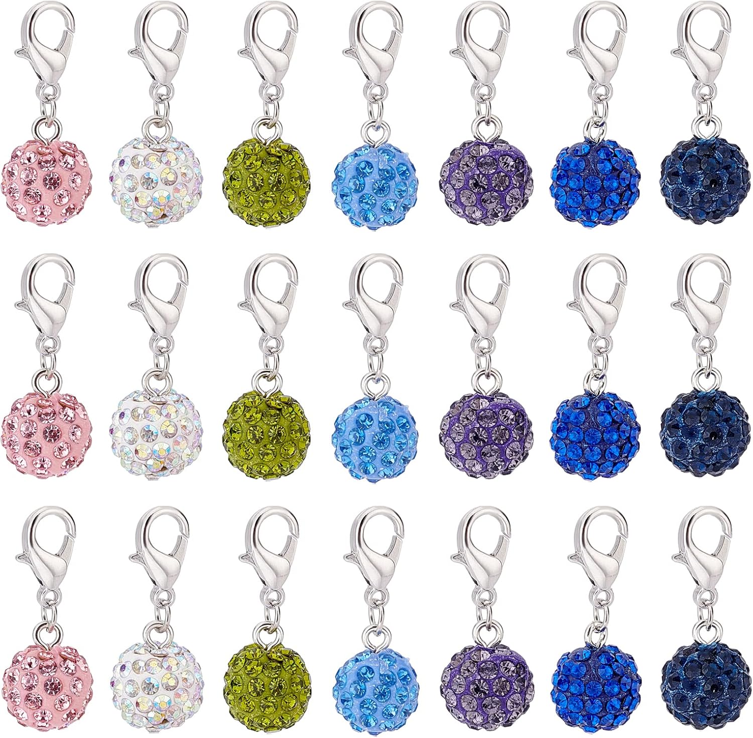 Amazon.com: PH PandaHall 28pcs Pave Disco Ball Charms, Rhinestone ...