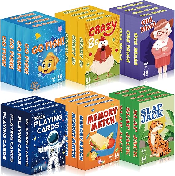 Amazon.com: Kids Card Games,24 Decks,Go Fish, Old Maid, Crazy Eights ...