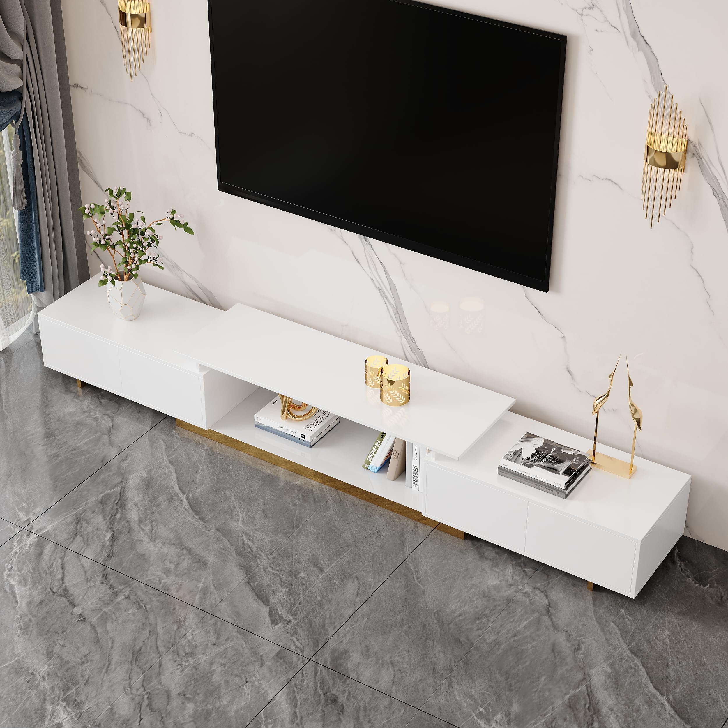 Amazon.com: Merax Mondern TV Stand for TV to 80+inch, White TV Cabinet ...
