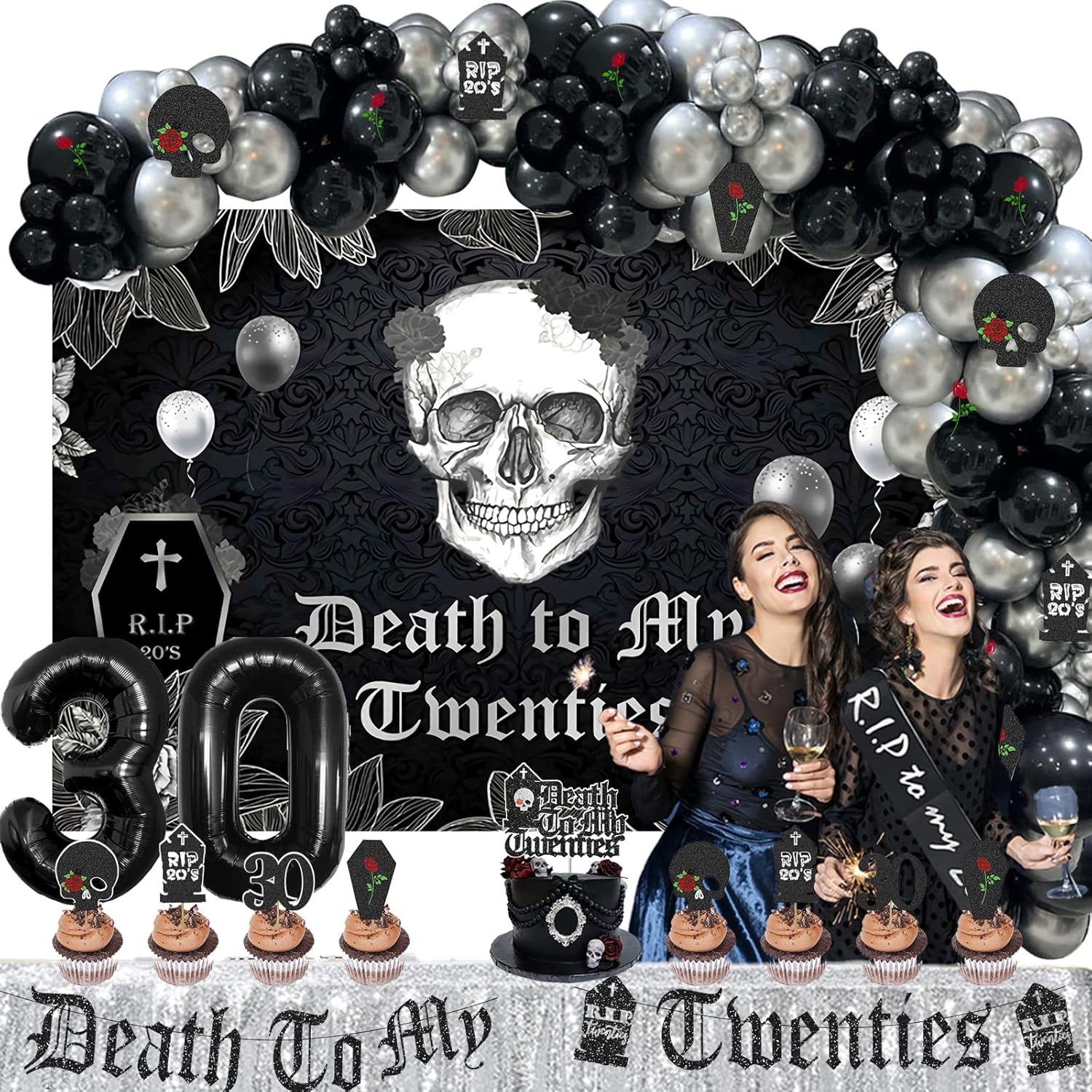 Amazon.com: 120 PCs Death To My 20s Decorations, Hombae Rip To My ...