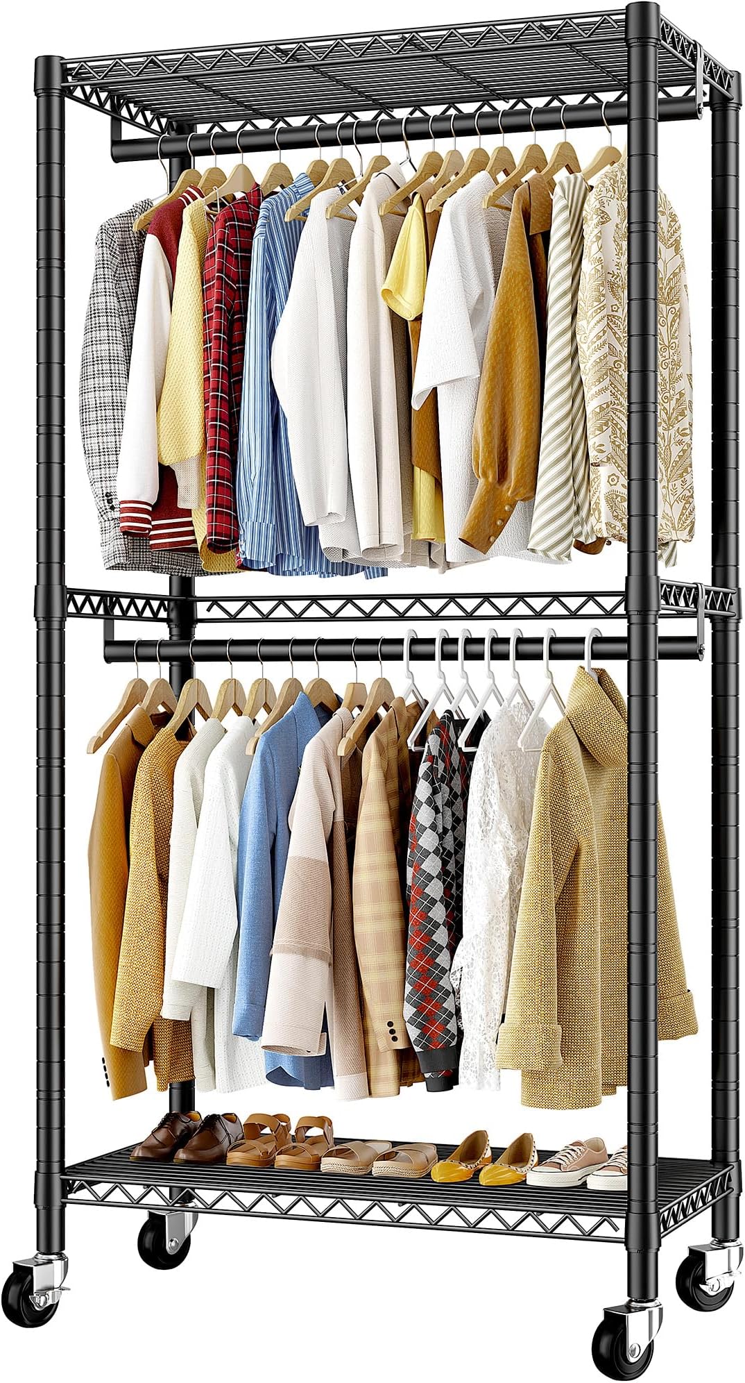 REIBII Clothes Rail, Clothes Rack, 200cm Clothes Rails for Bedroom ...